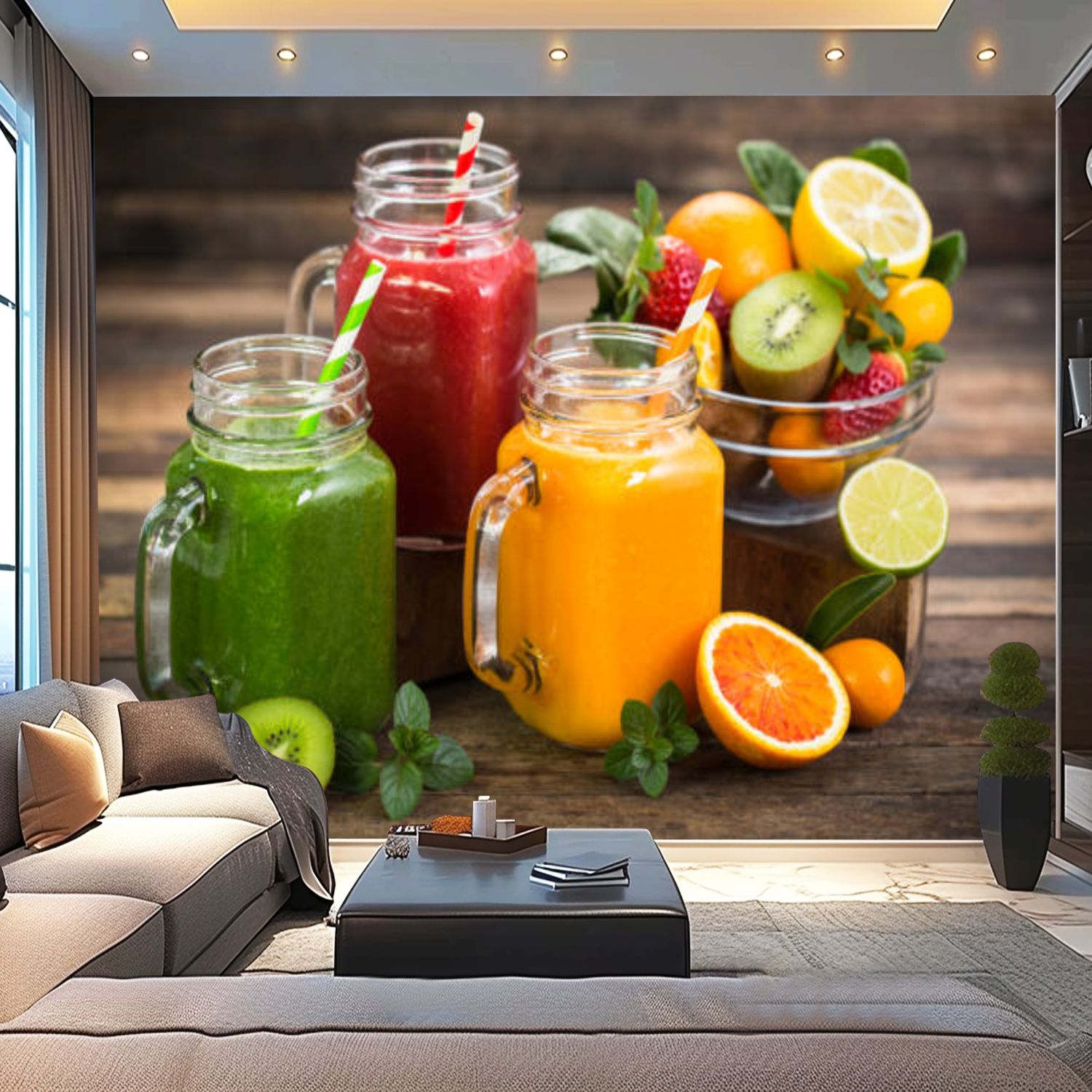 Peel and Stick Wallpaper Canvas Healthy fruit vegetable smoothies ...