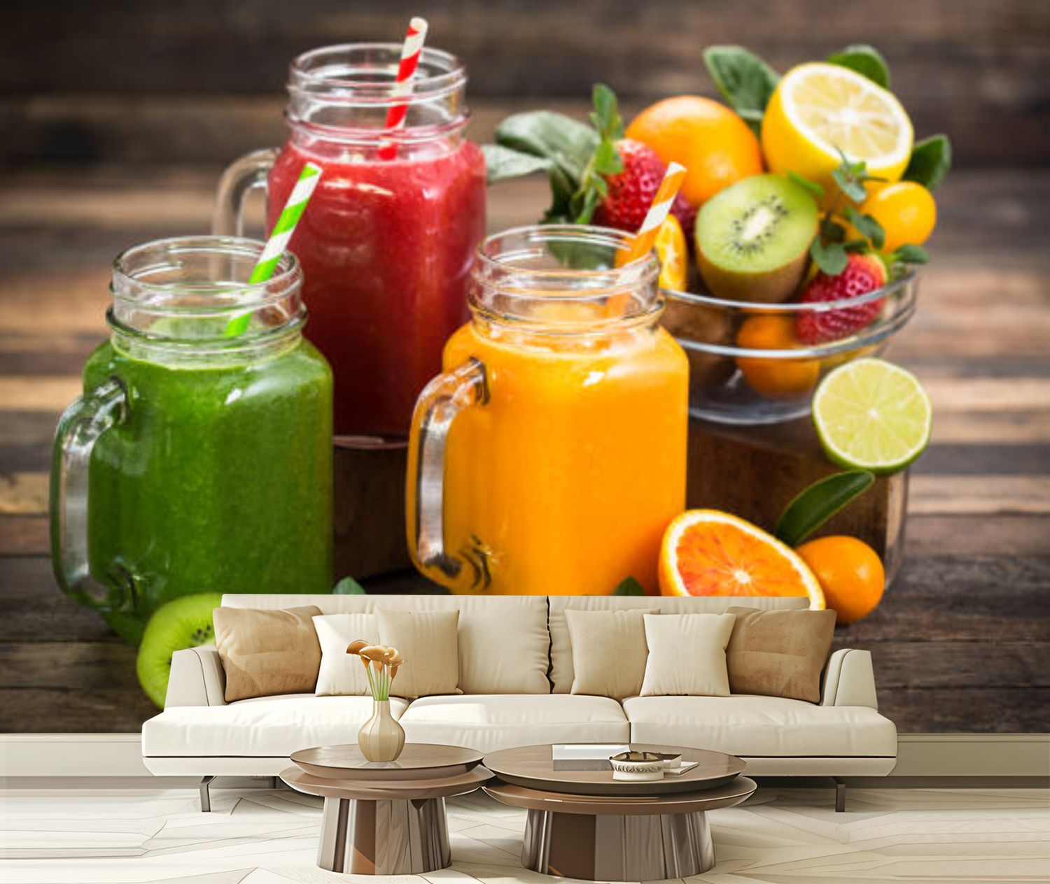 Peel and Stick Wallpaper Canvas Healthy fruit vegetable smoothies ...