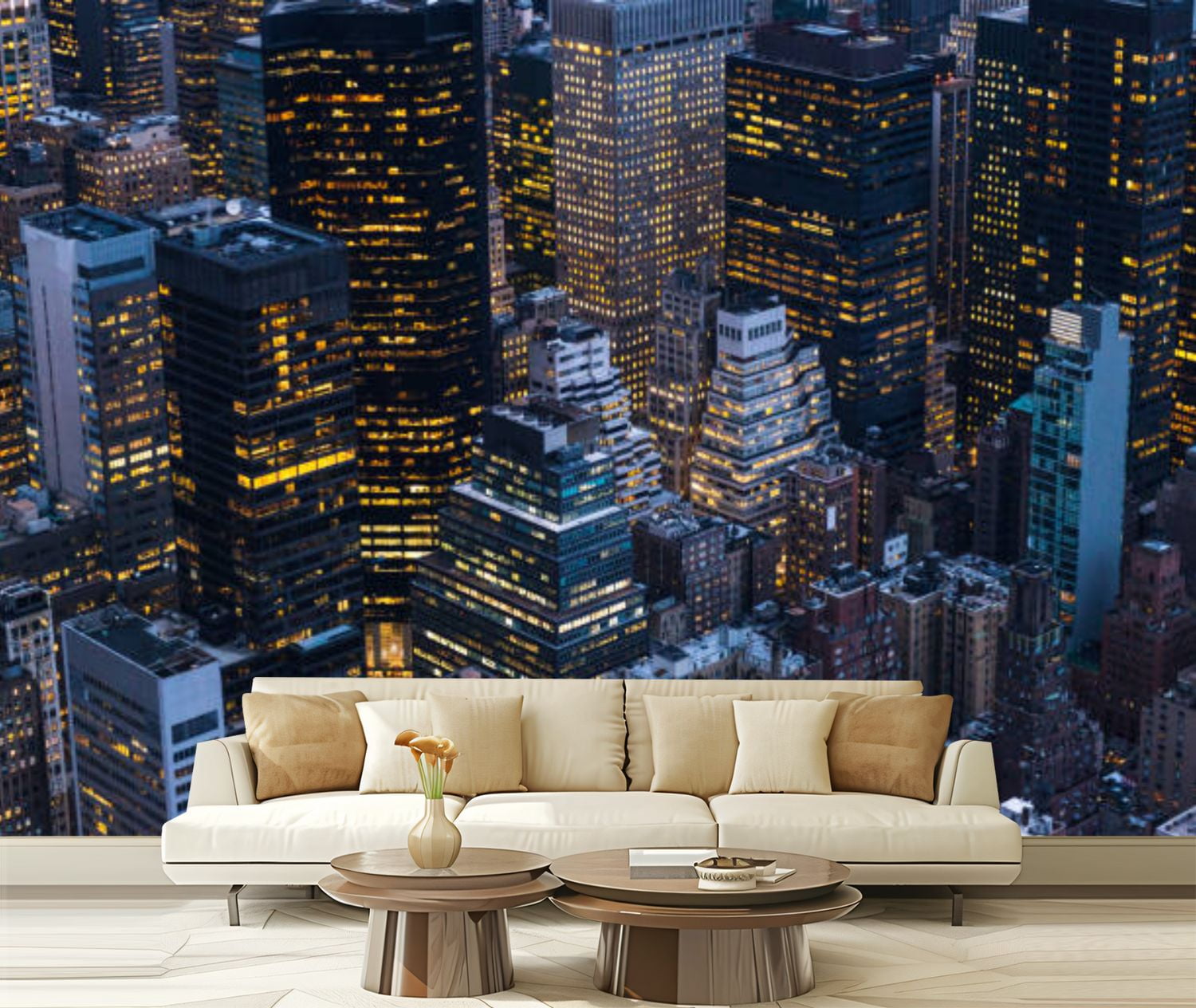 Peel and Stick Wallpaper Canvas High angle large group skyscrapers New ...