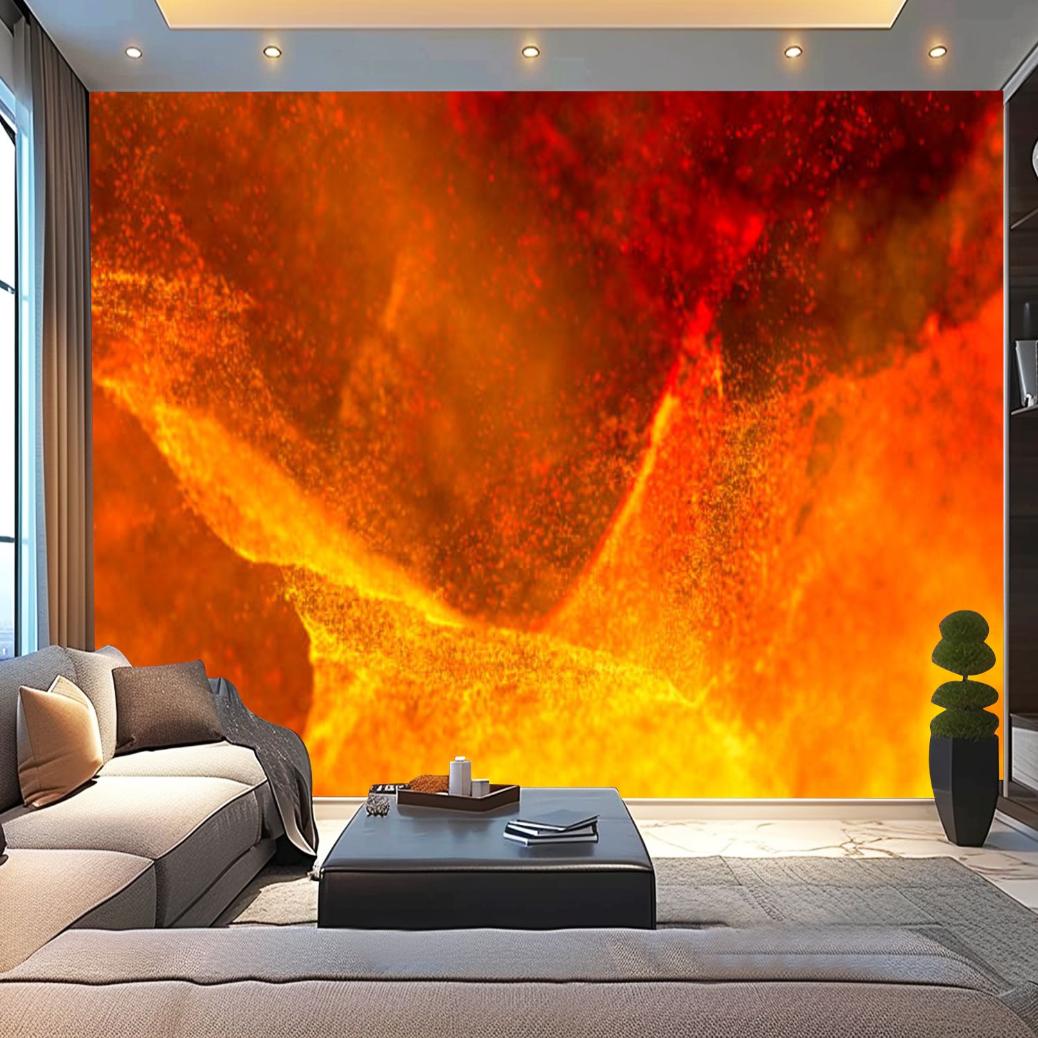 Peel and Stick Wallpaper Canvas Hot Volcanic Magma Lava Modern Art Wall ...