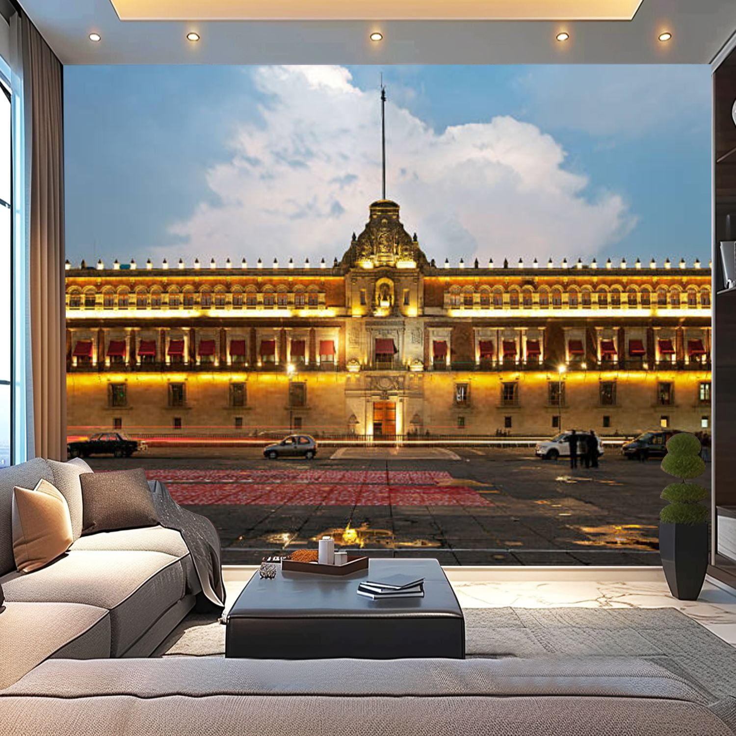 Peel and Stick Wallpaper Canvas Illuminated National Zocalo Mexico City ...