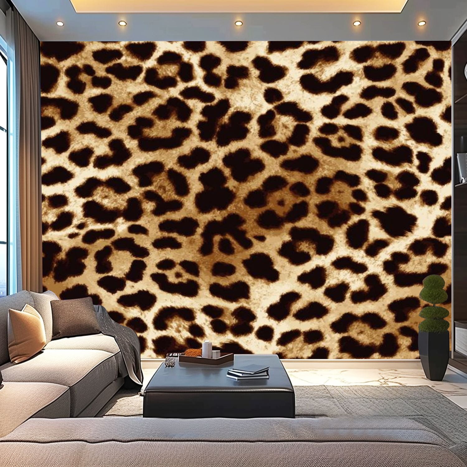 Peel and Stick Wallpaper Canvas Leopard animal fur Leopard spotted skin ...