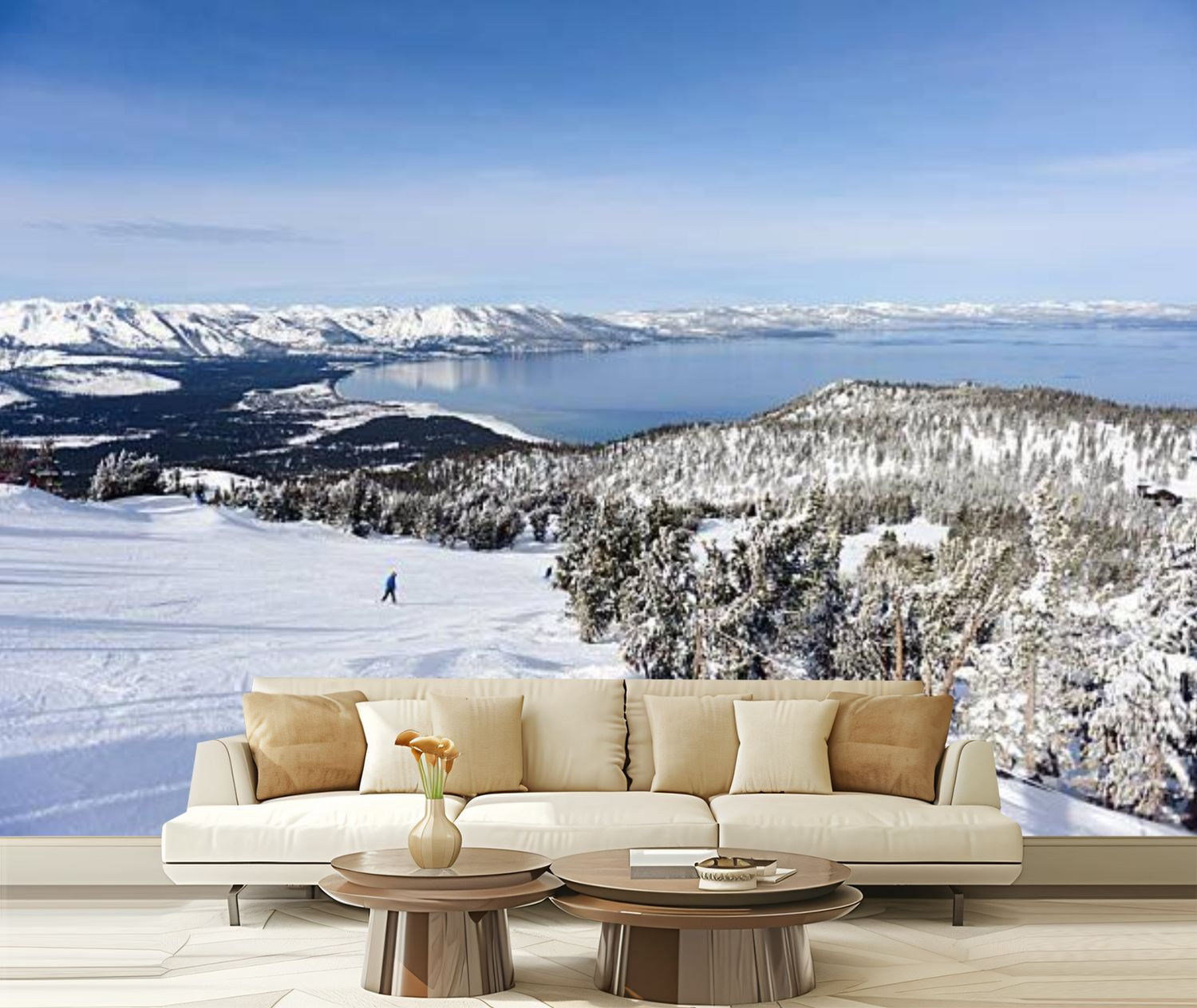 Peel and Stick Wallpaper Canvas Looking lake tahoe from heavenly ski ...