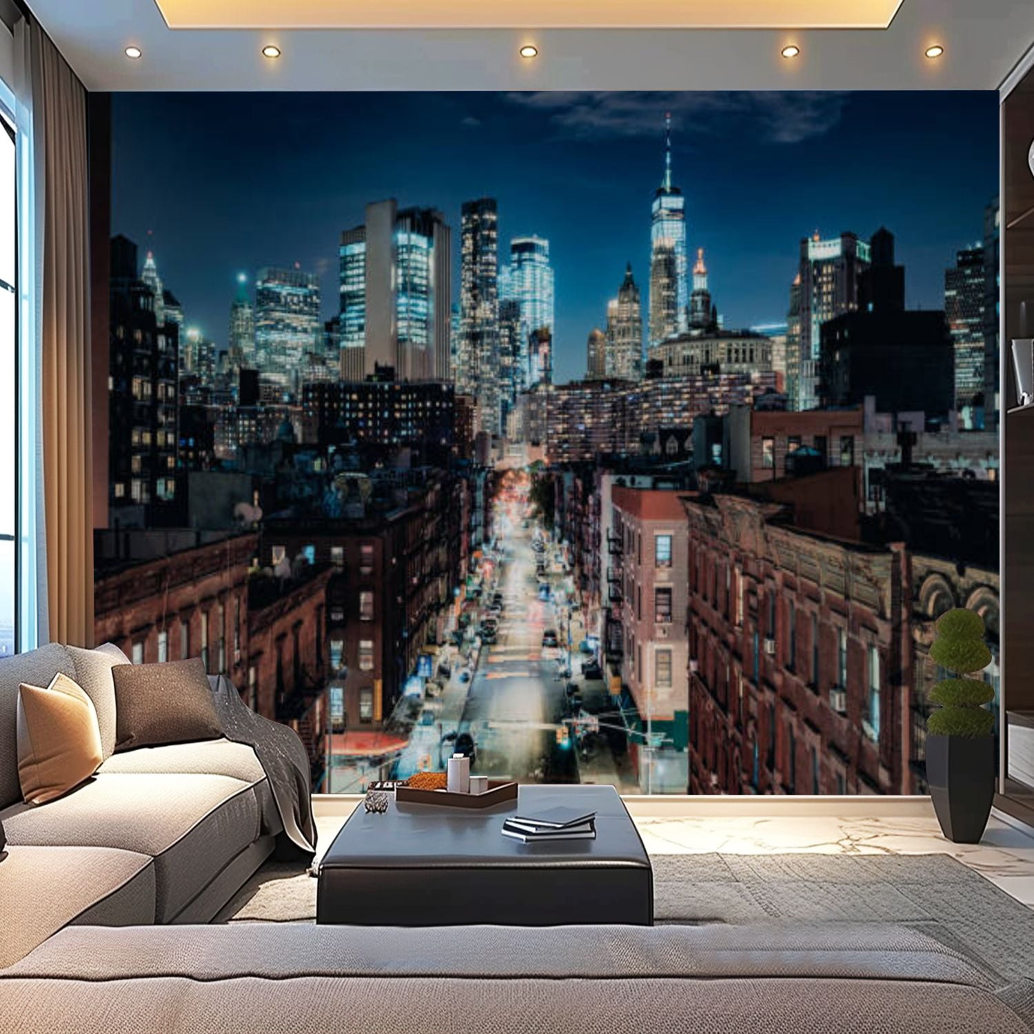 Peel and Stick Wallpaper Canvas Lower cityscape Chinatown Modern Art ...