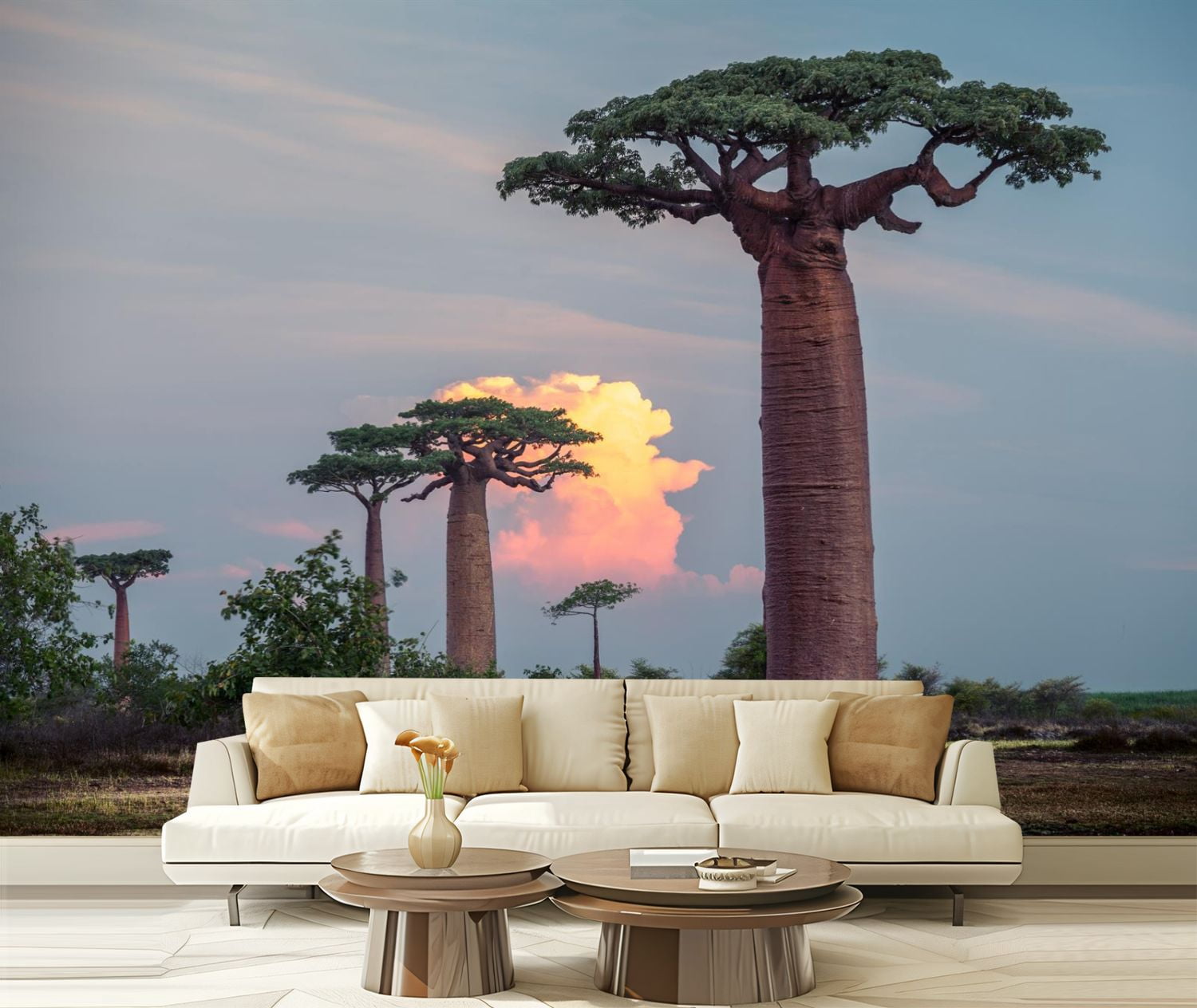 Peel and Stick Wallpaper Canvas Madagascar Baobab trees Modern Art Wall ...