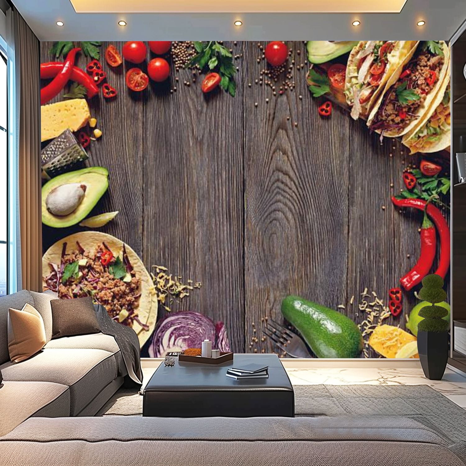 Peel and Stick Wallpaper Canvas Mexican street food Modern Art Wall ...