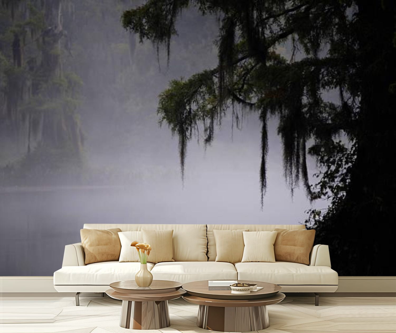 Peel and Stick Wallpaper Canvas Misty swamp Modern Art Wall Mural Decor ...