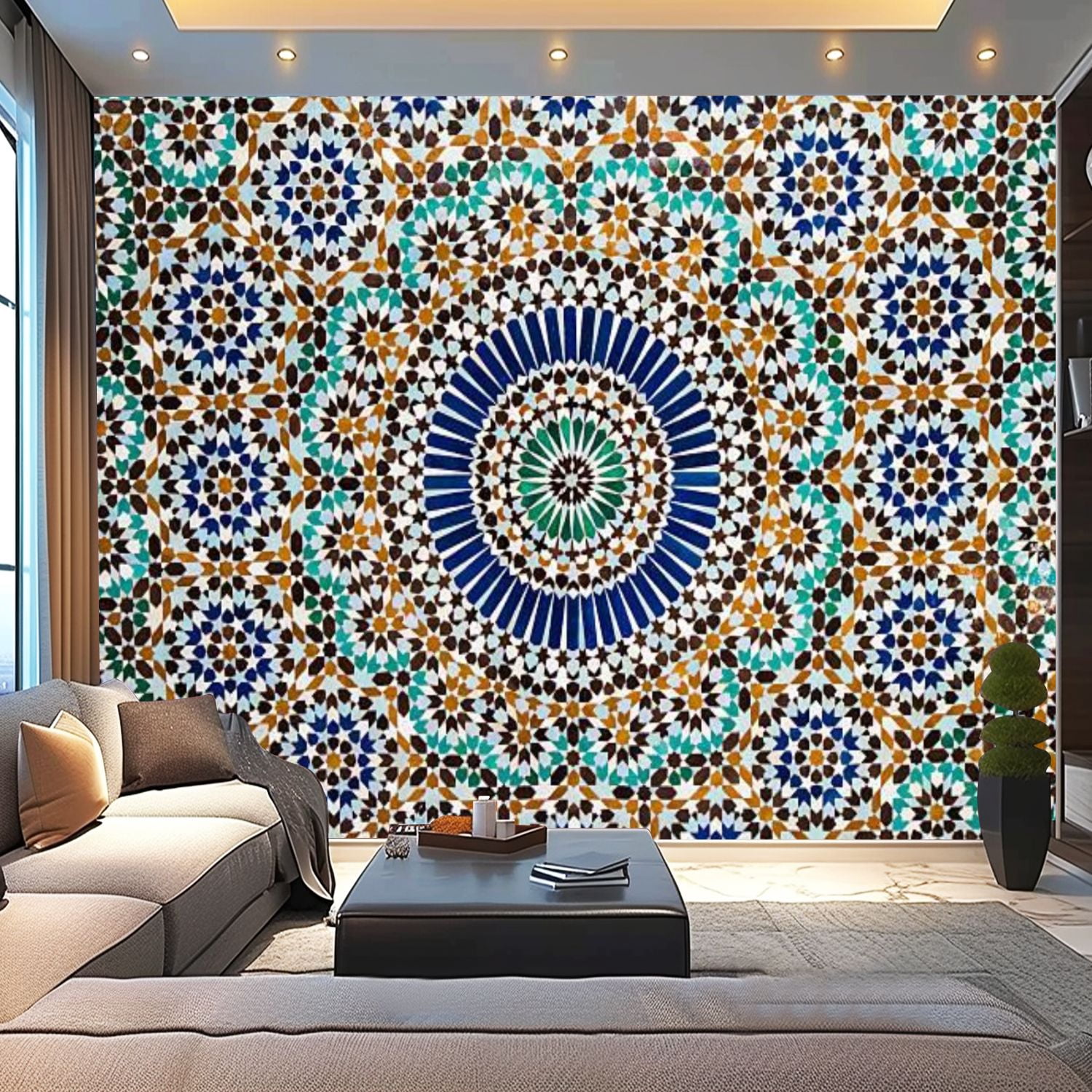 Peel and Stick Wallpaper Canvas Moroccan vintage tile Modern Art Wall ...