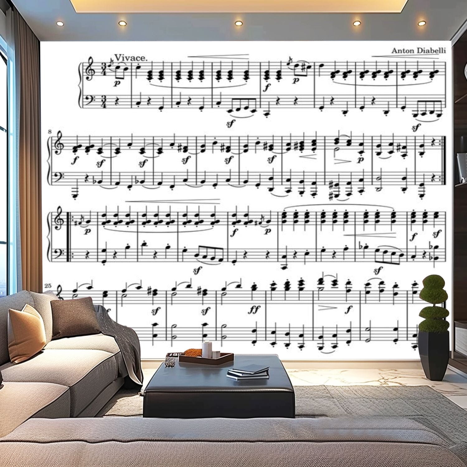 Peel and Stick Wallpaper Canvas Music Sheet Png Music Notes Modern Art ...