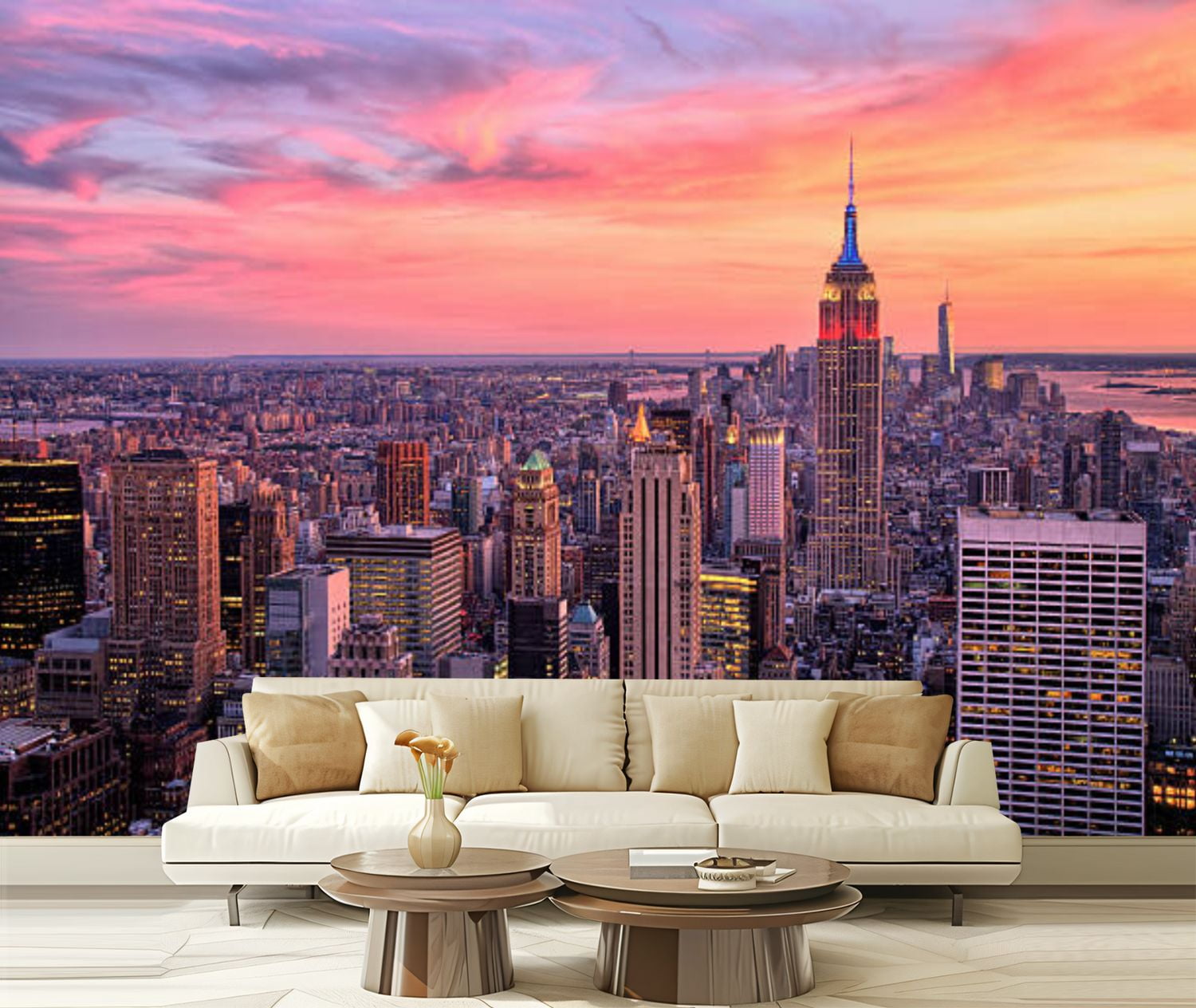 Peel and Stick Wallpaper Canvas New York City Midtown Sunset Modern Art Wall Mural Decor Self ...