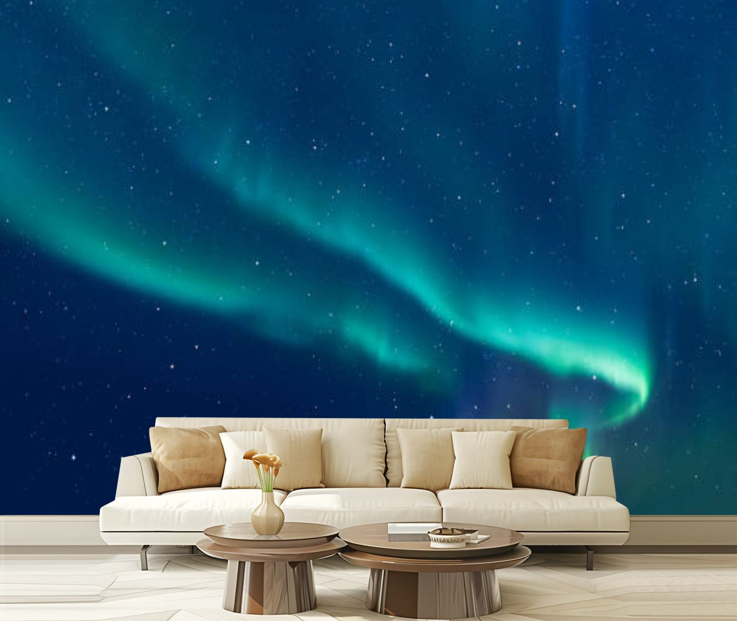 Peel and Stick Wallpaper Canvas Northern lights borealis sky Tromso ...