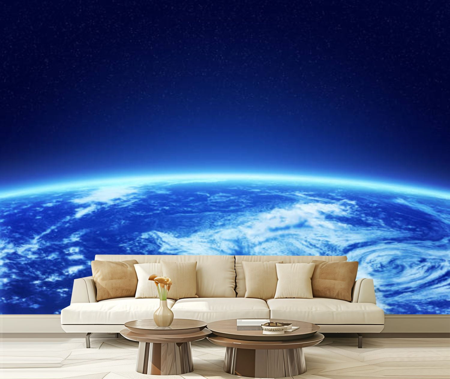 Peel and Stick Wallpaper Canvas Planet earth high orbit view Modern Art ...