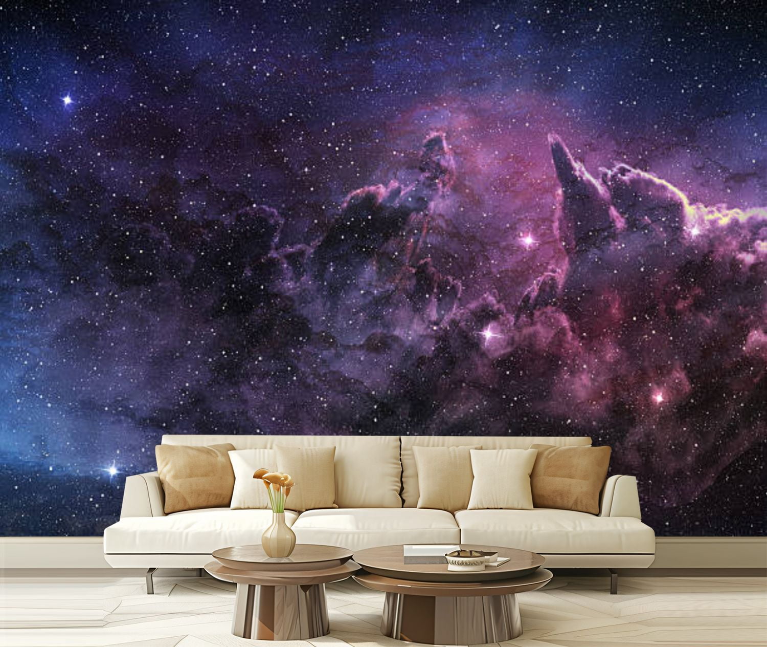 Peel and Stick Wallpaper Canvas Purple nebula Modern Art Wall Mural ...