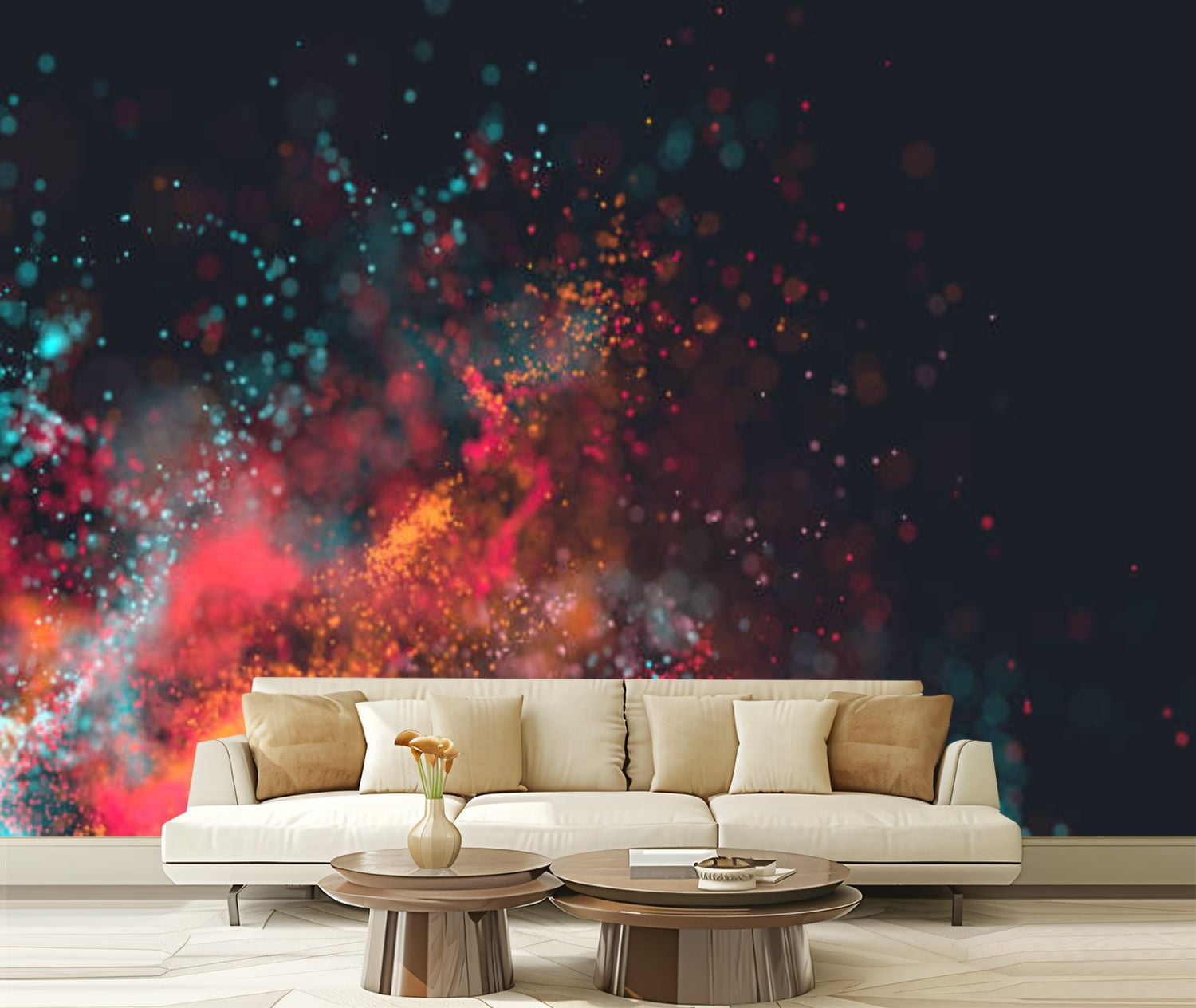 Peel and Stick Wallpaper Canvas Red particles explosion Modern Art Wall Mural Decor Self ...