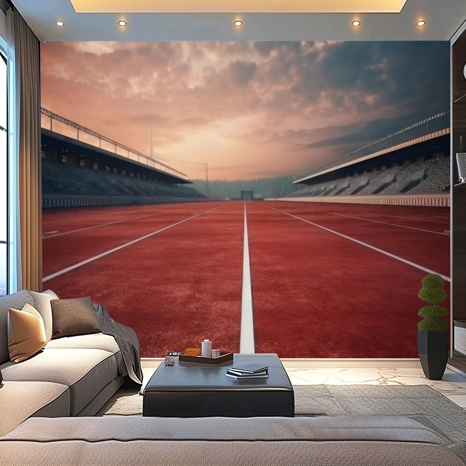 Peel and Stick Wallpaper Canvas Red running track stadium Pro Photo ...