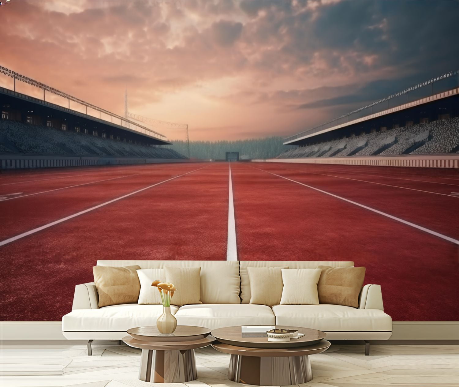 Peel and Stick Wallpaper Canvas Red running track stadium Pro Photo ...