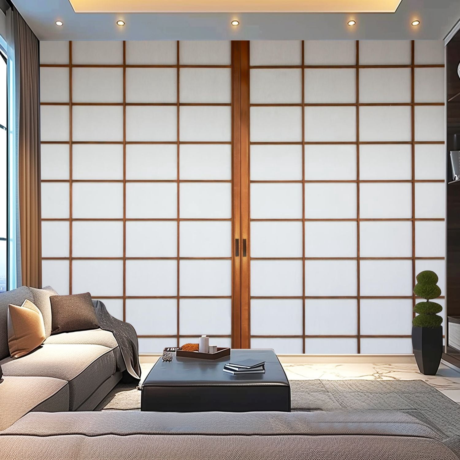 Peel and Stick Wallpaper Canvas Shoji Modern Art Wall Mural Decor Self ...