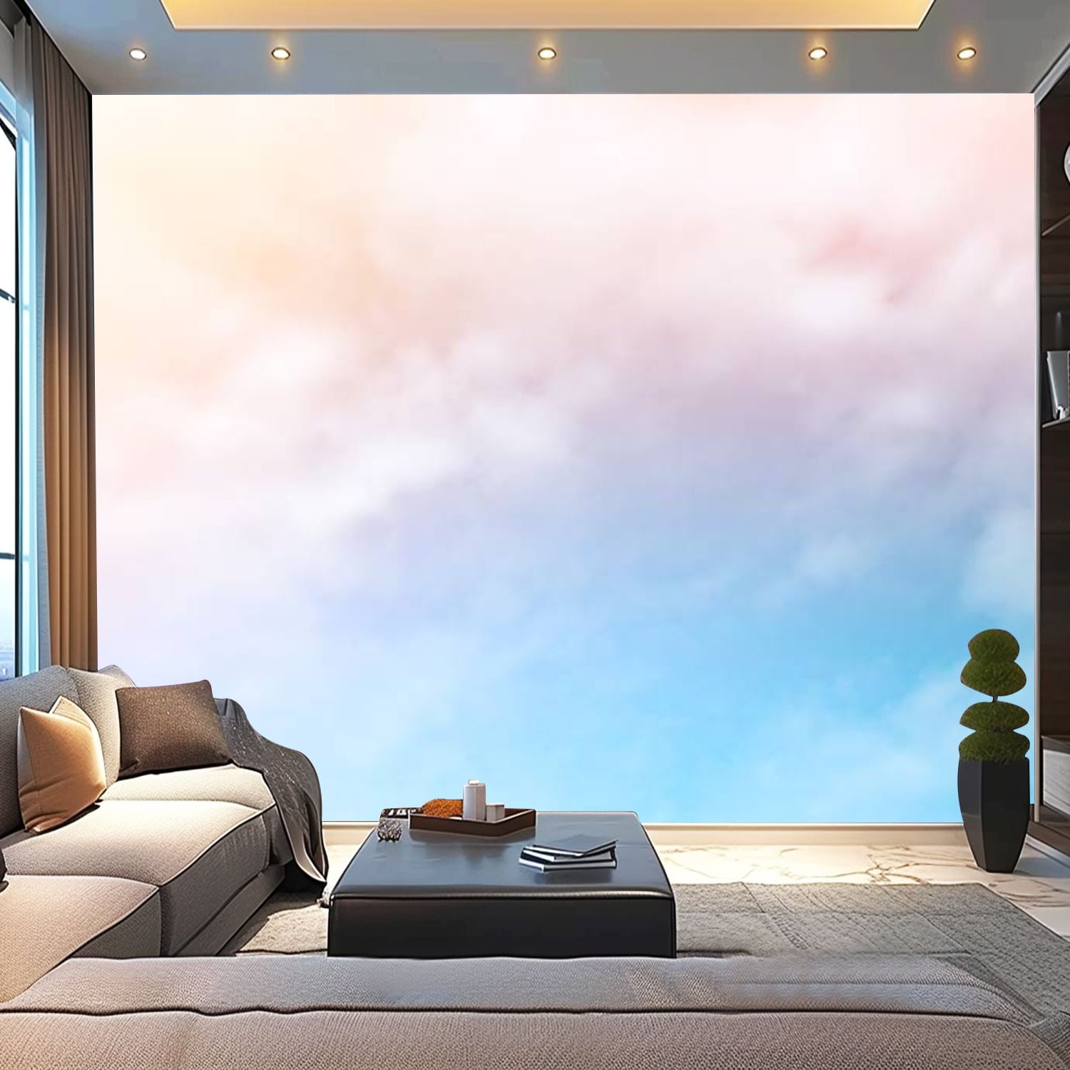 Peel and Stick Wallpaper Canvas Soft clouds sky where gentle pastel ...