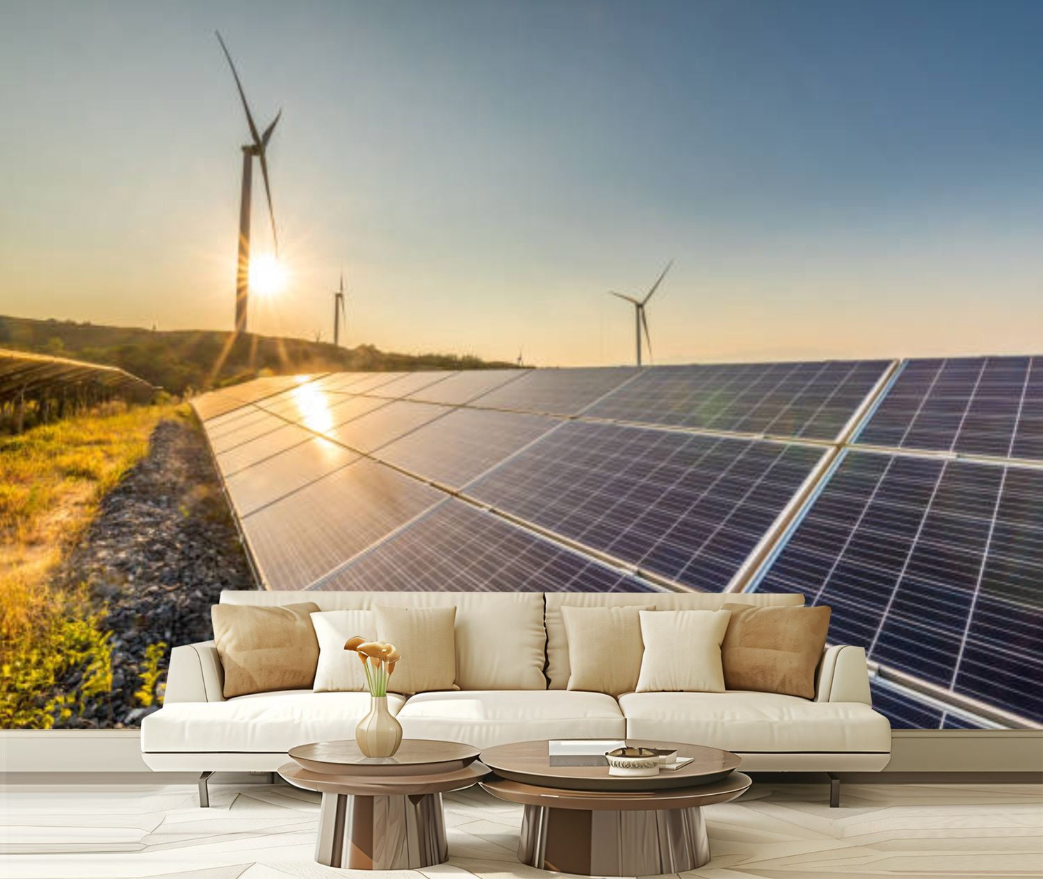 Peel and Stick Wallpaper Canvas Solar energy wind power stations Modern ...