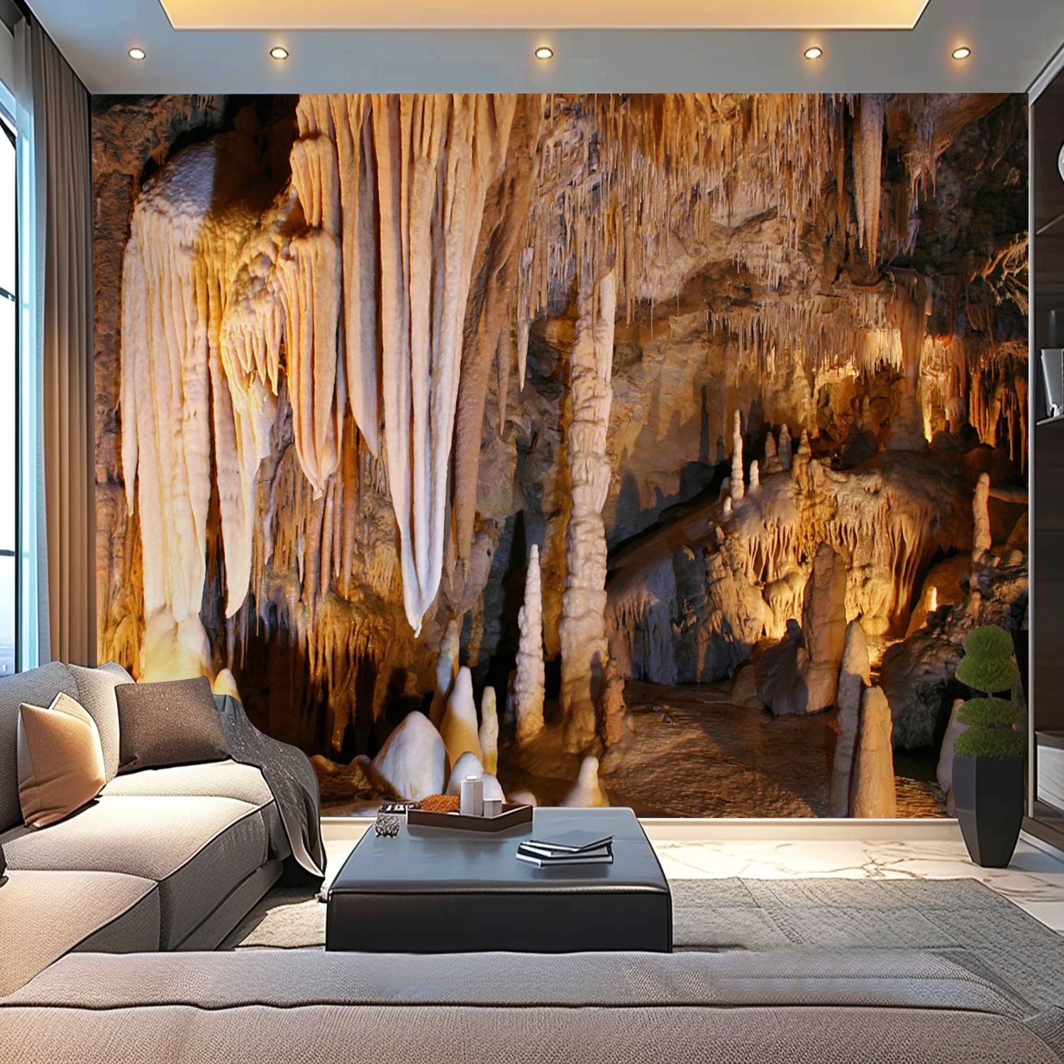 Peel and Stick Wallpaper Canvas Stalactites stalagmites Modern Art Wall ...