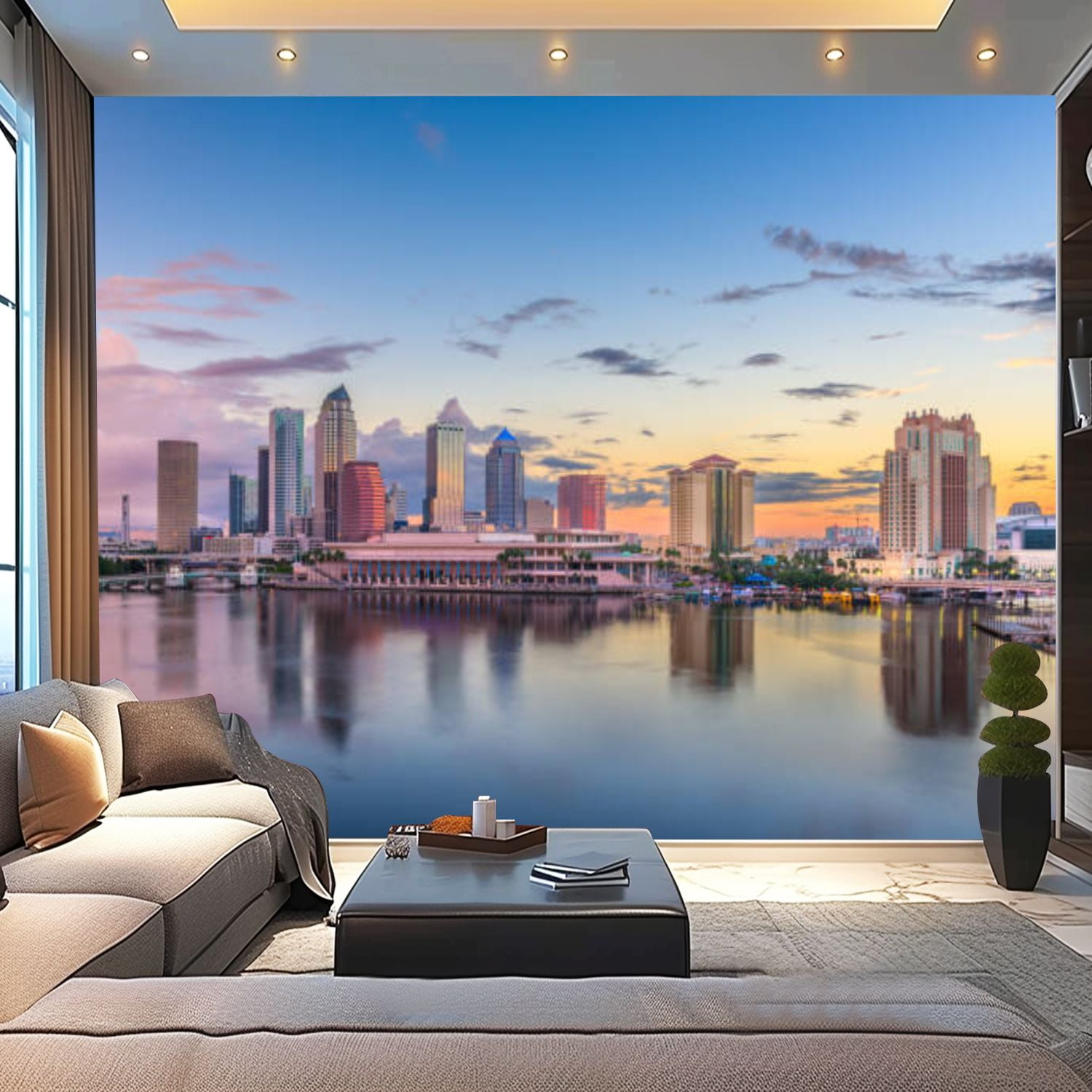 Peel and Stick Wallpaper Canvas Tampa Florida downtown skyline bay ...