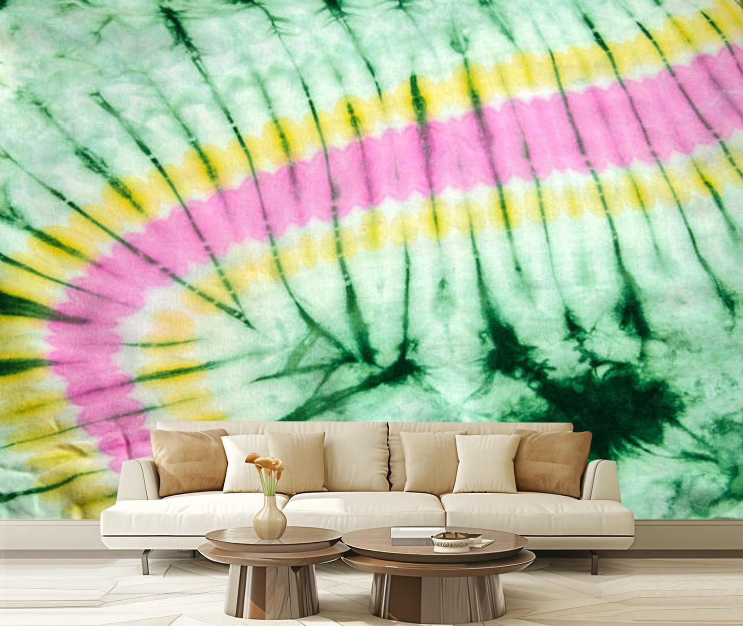 Peel and Stick Wallpaper Canvas Texture tie dyed fabric Modern Art Wall ...