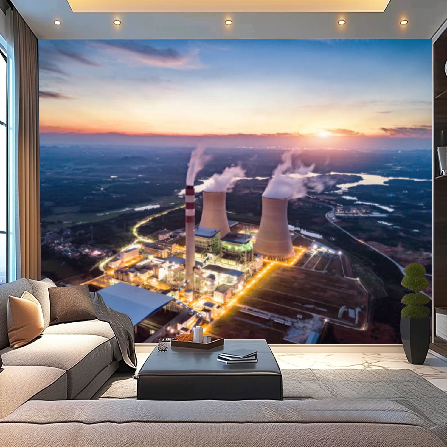 Peel and Stick Wallpaper Canvas Thermal power station Modern Art Wall ...