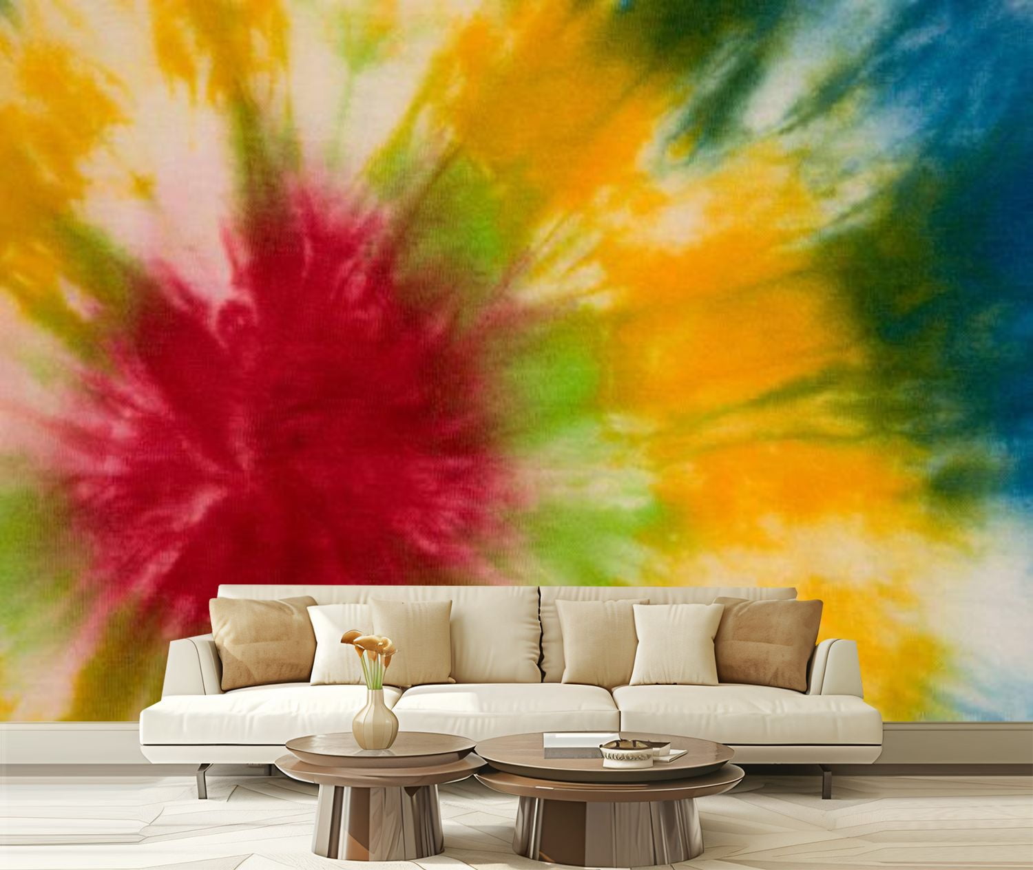 Peel and Stick Wallpaper Canvas Tie Dye Circles Texture Modern Art Wall ...