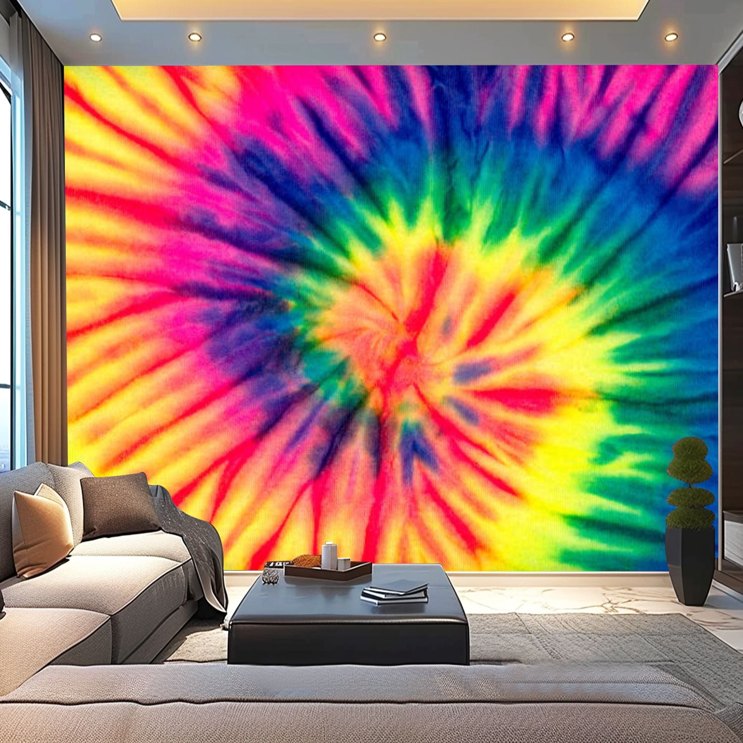 Peel And Stick Wallpaper Canvas Tie Dye Swirl Texture Modern Art Wall