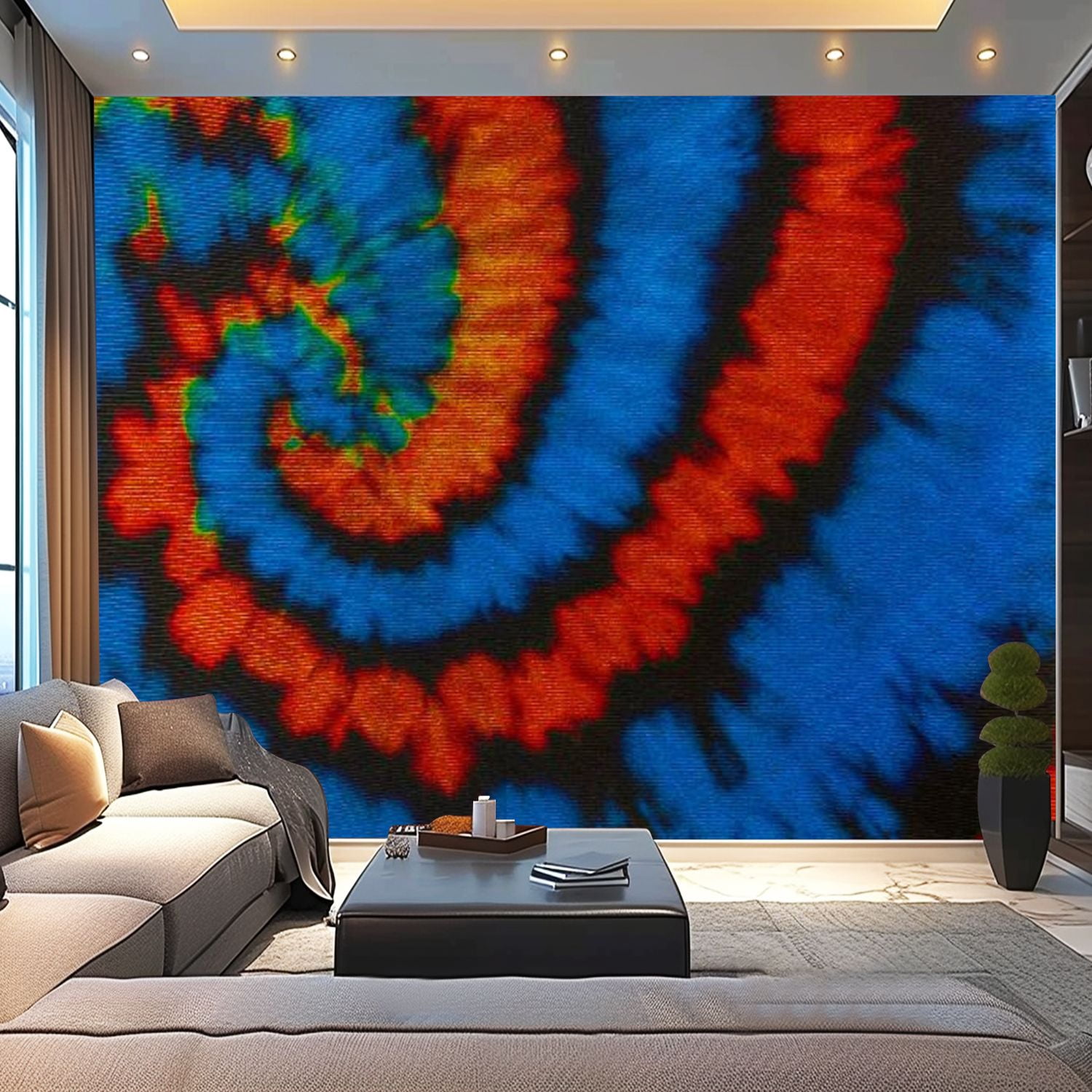 Peel and Stick Wallpaper Canvas Tie Dye Swirl Texture Modern Art Wall ...