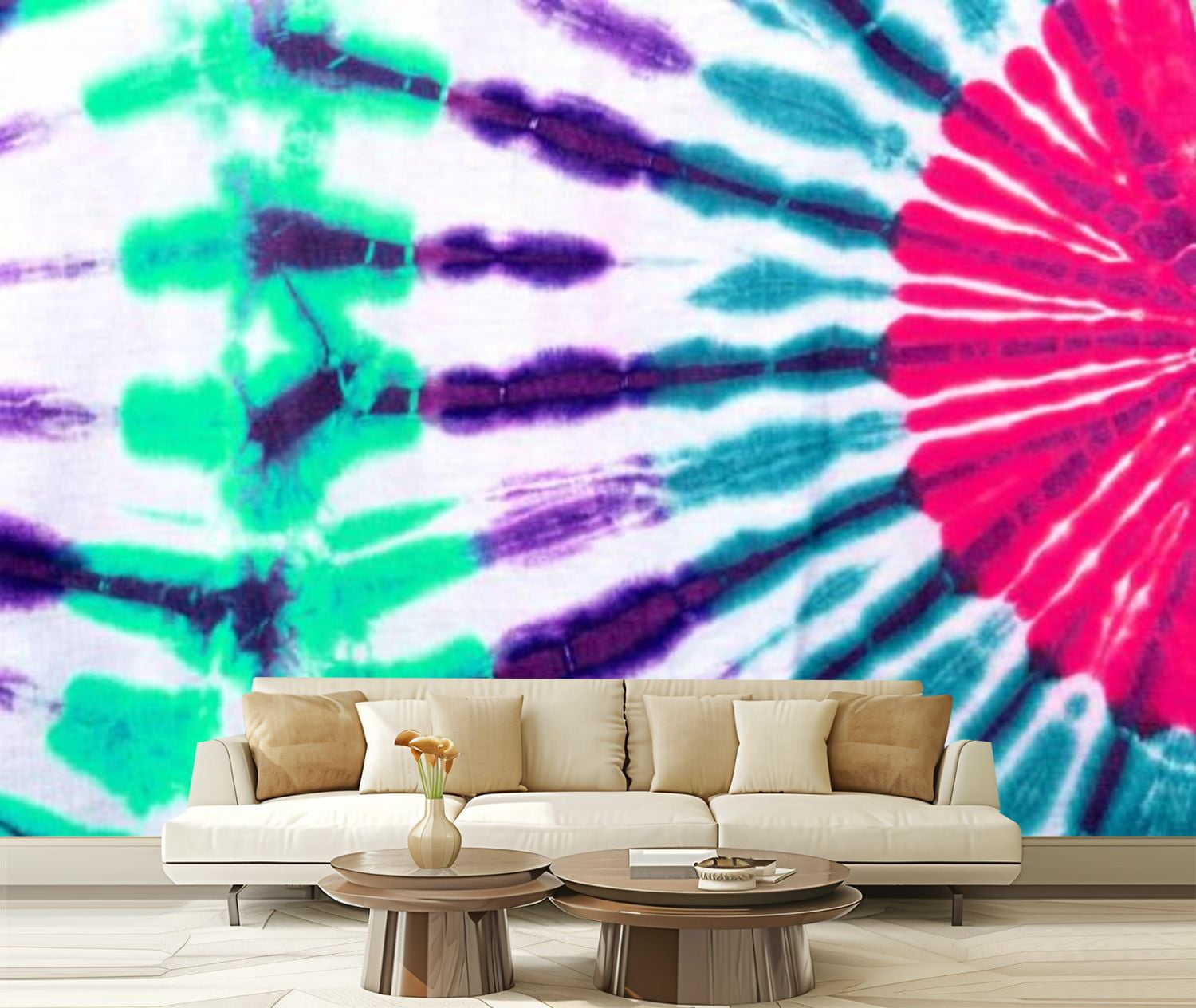 Peel And Stick Wallpaper Canvas Tie Dyed For Modern Art Wall Mural