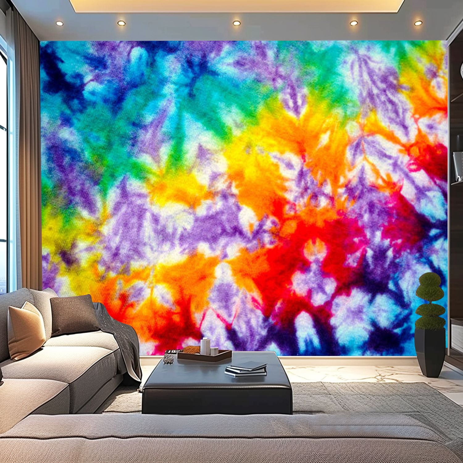 Peel and Stick Wallpaper Canvas Tied Dye Splotch Texture Modern Art ...