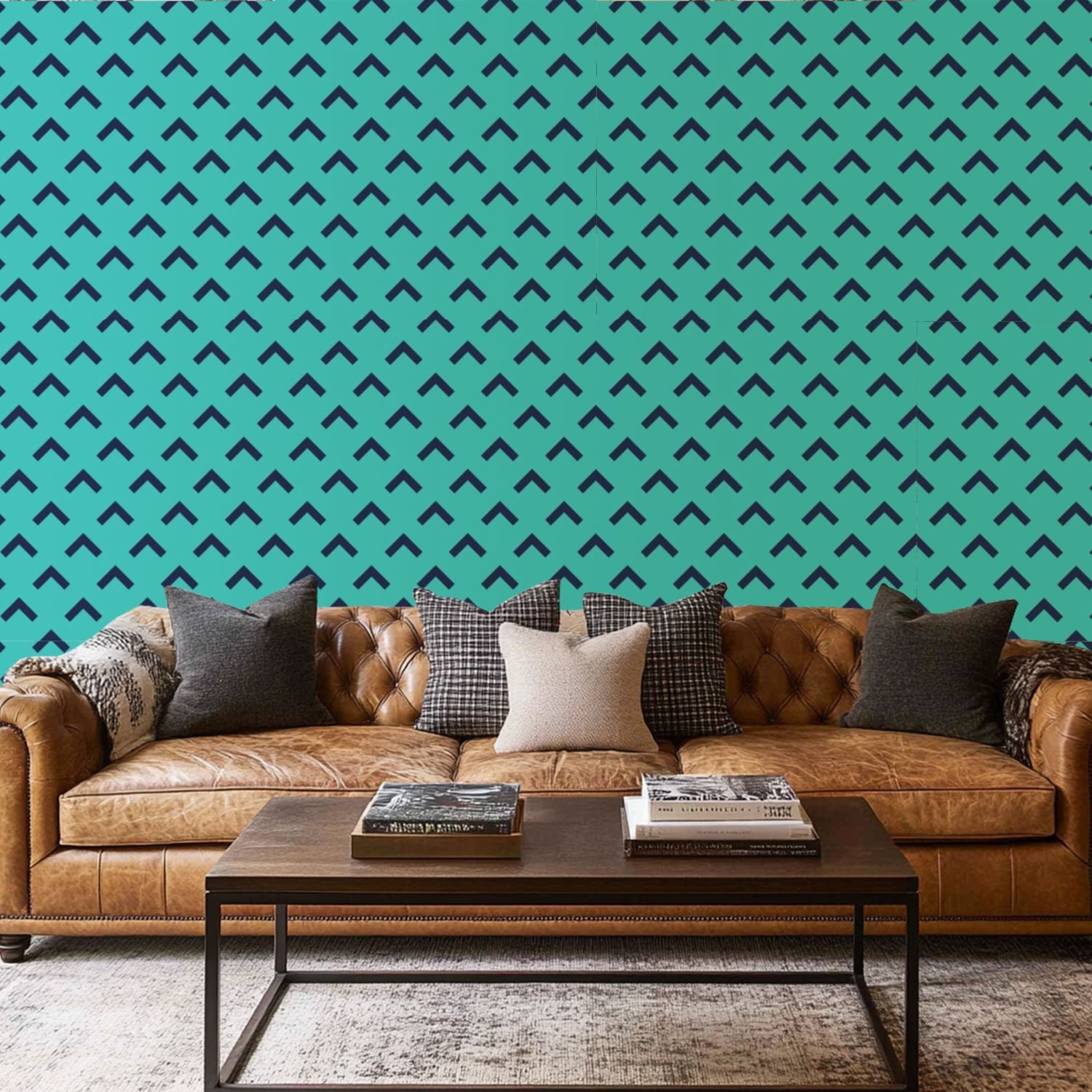 Peel and Stick Wallpaper Canvas Wallpaper Arrow seamless Geometric blue ...