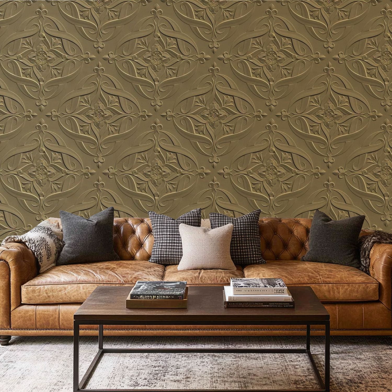Peel and Stick Wallpaper Canvas Wallpaper Emboss vintage 3d seamless ...