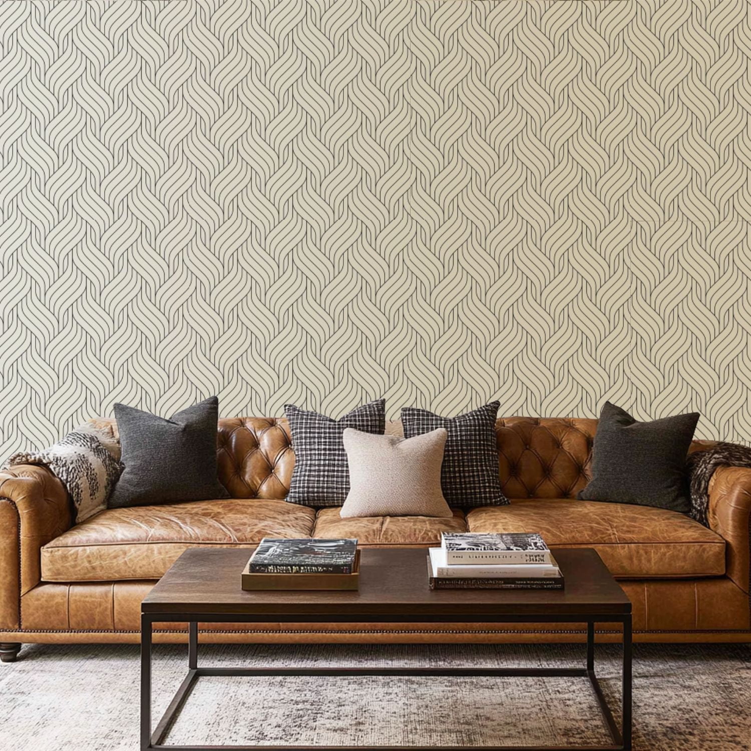 Peel and Stick Wallpaper Canvas Wallpaper Seamless geometric waves ...