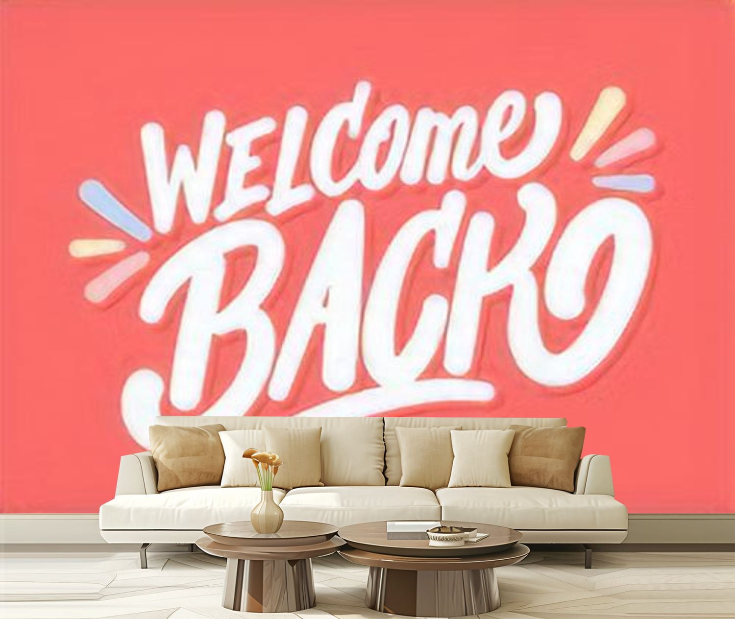 Peel and Stick Wallpaper Canvas Welcome back lettering Modern Art Wall ...