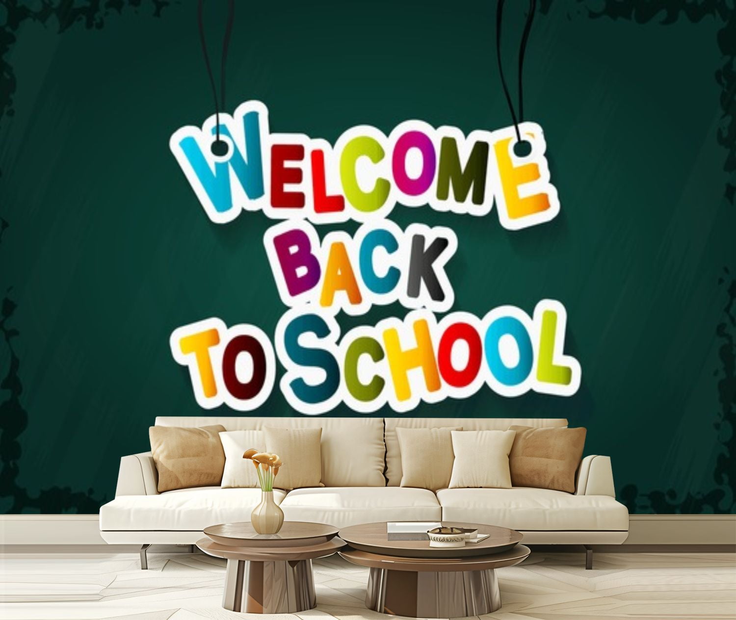 Peel and Stick Wallpaper Canvas Welcome back to school colorful text ...