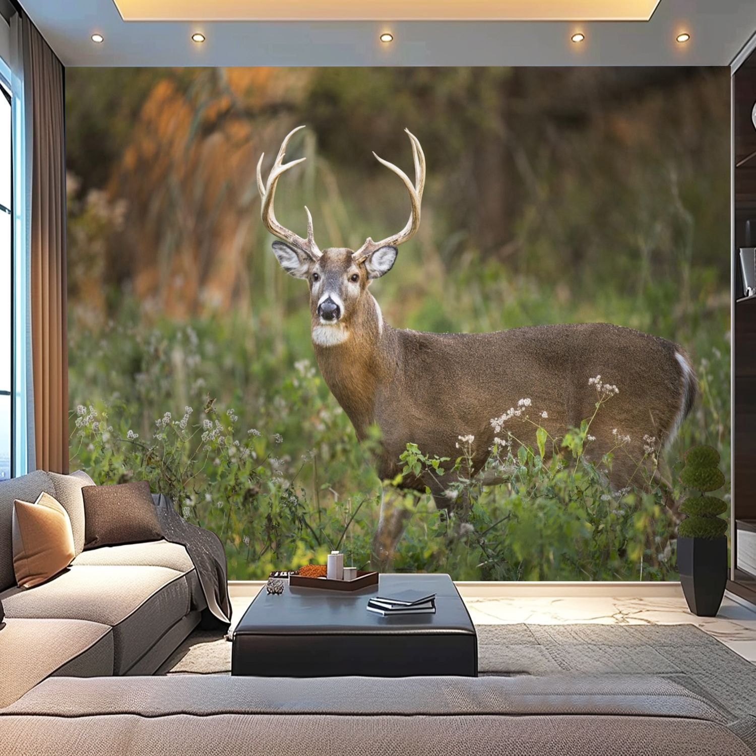 Peel and Stick Wallpaper Canvas Whitetail Buck Modern Art Wall Mural ...