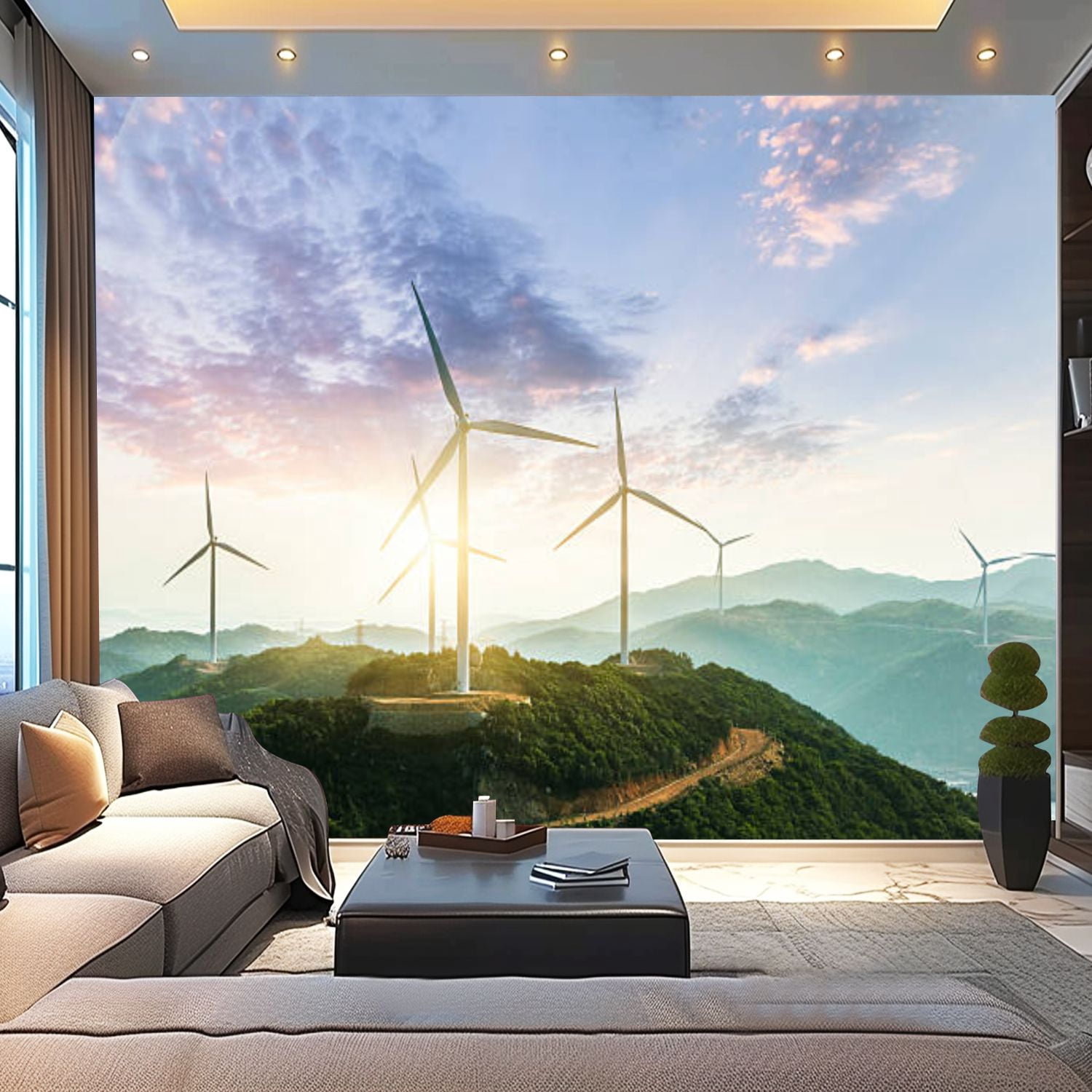Peel and Stick Wallpaper Canvas Wind Turbine Modern Art Wall Mural ...