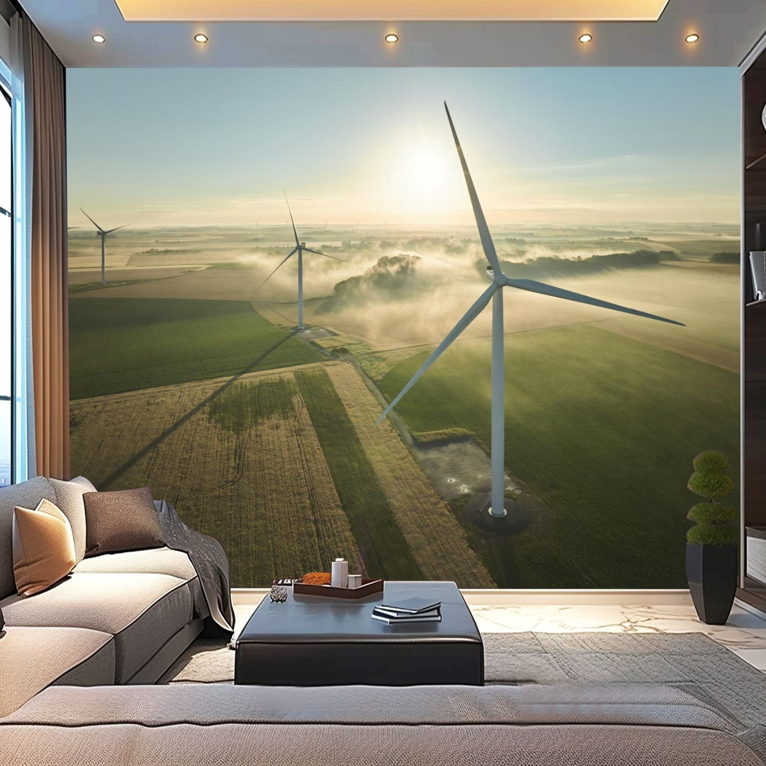 Peel and Stick Wallpaper Canvas Wind turbine Modern Art Wall Mural ...