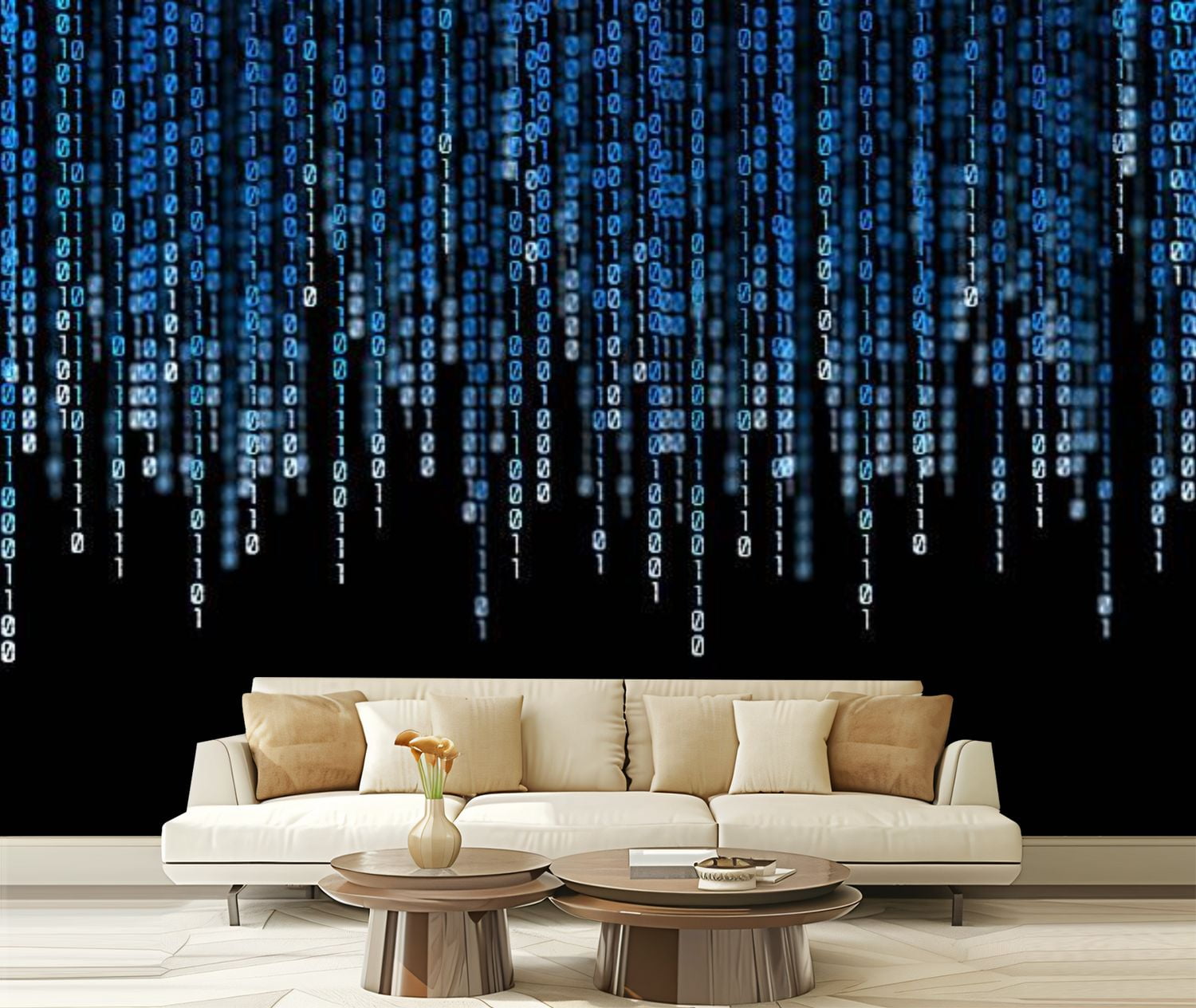 Peel and Stick Wallpaper Canvas binary code stream s pictures Modern Art Wall Mural Decor Self ...