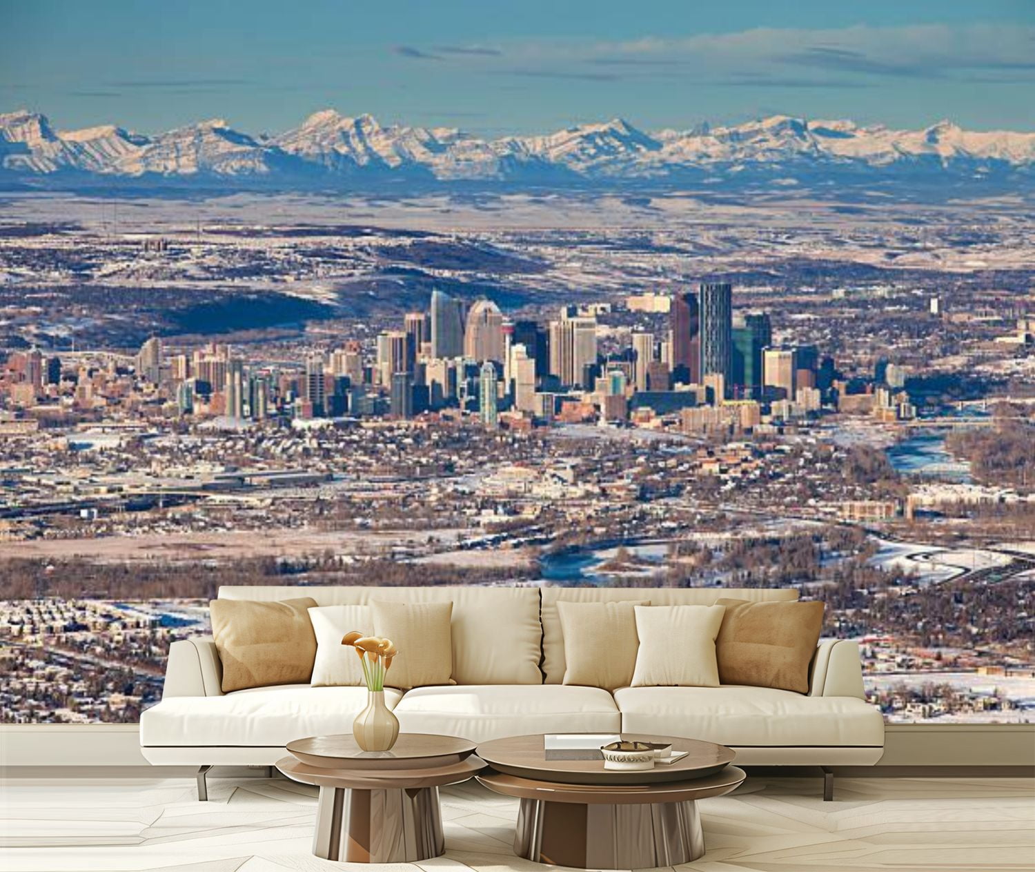 Peel and Stick Wallpaper Canvas calgary skyline rocky mountainss ...