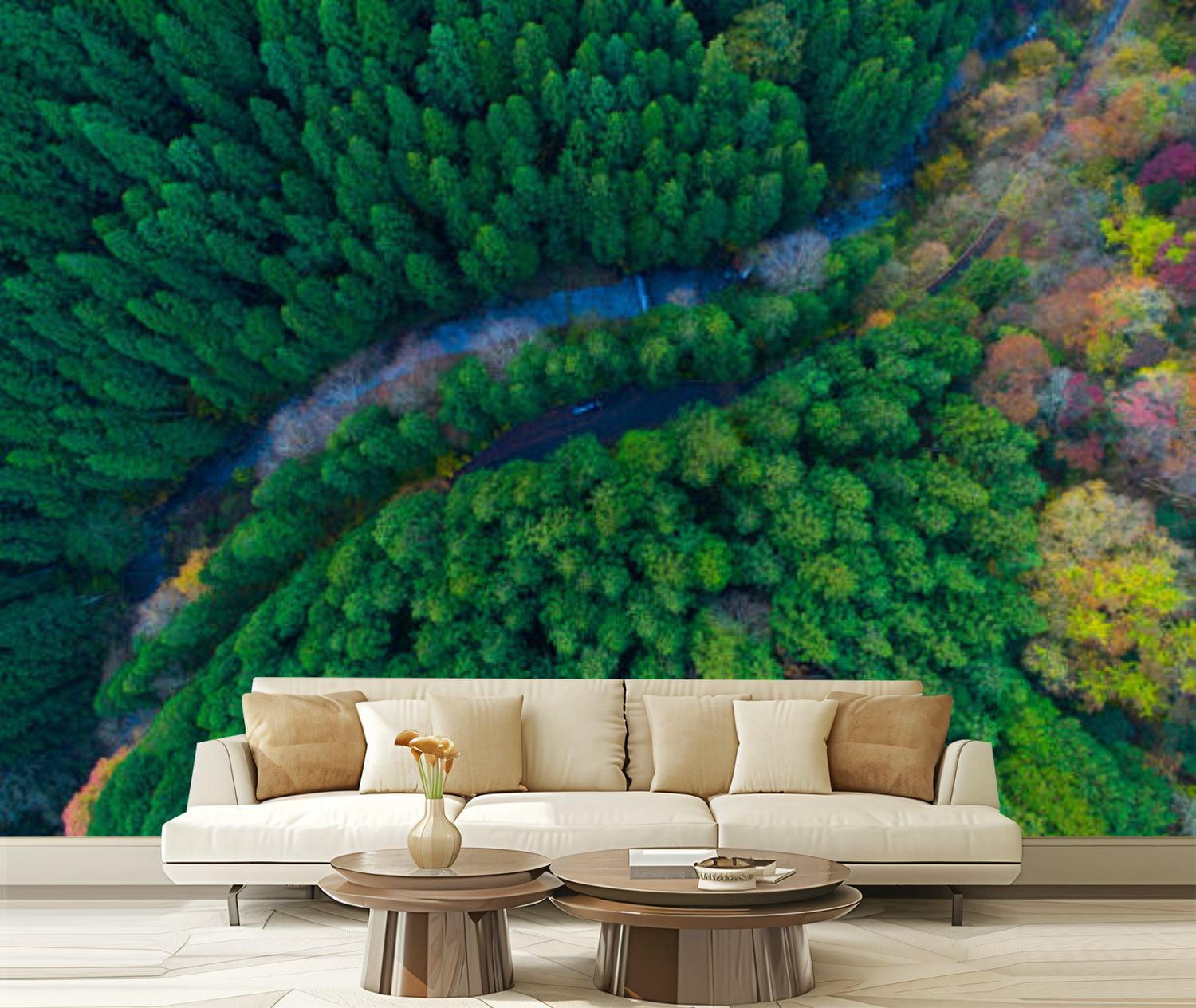 Peel and Stick Wallpaper Canvas forest from bird s eye view Modern Art ...