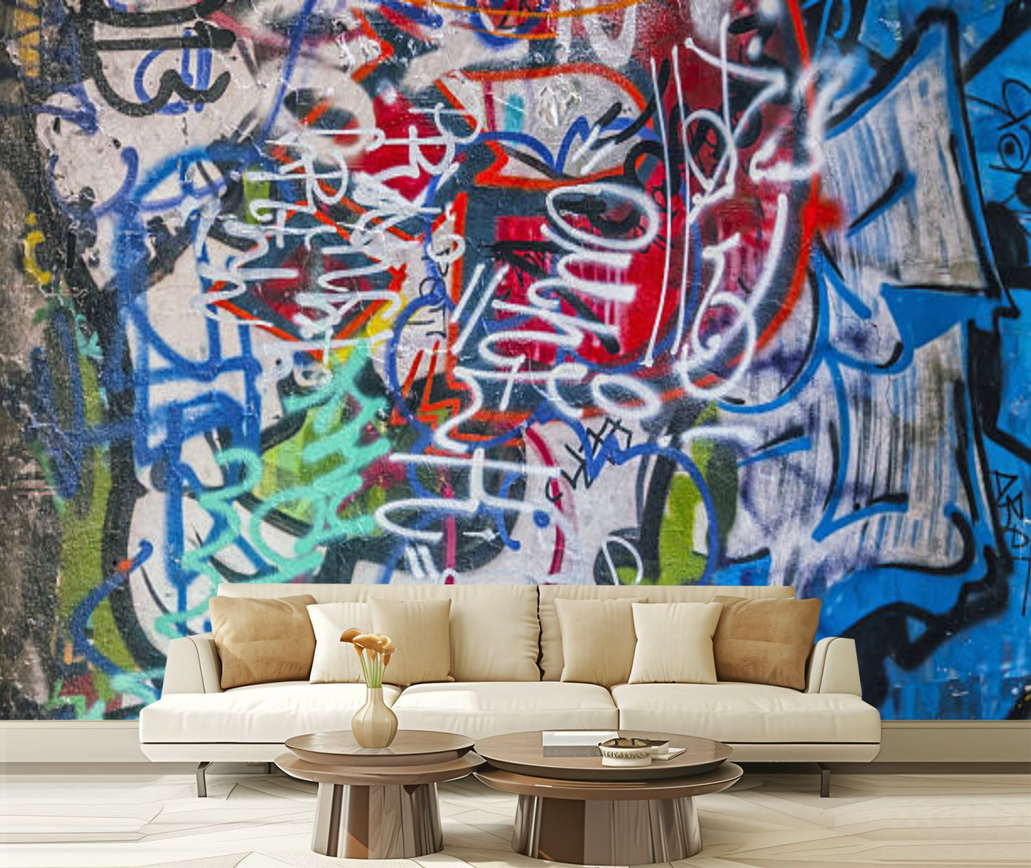 Peel and Stick Wallpaper Canvas graffitti wall Modern Art Wall Mural ...
