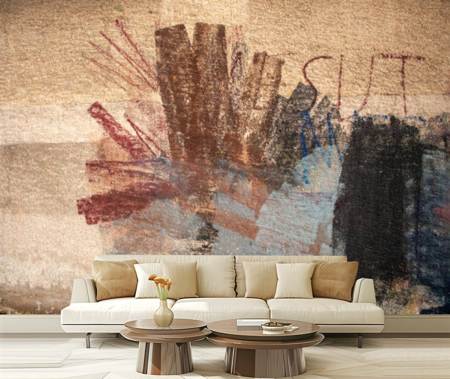 Peel and Stick Wallpaper Canvas haphazardly brushed wall surface Modern ...