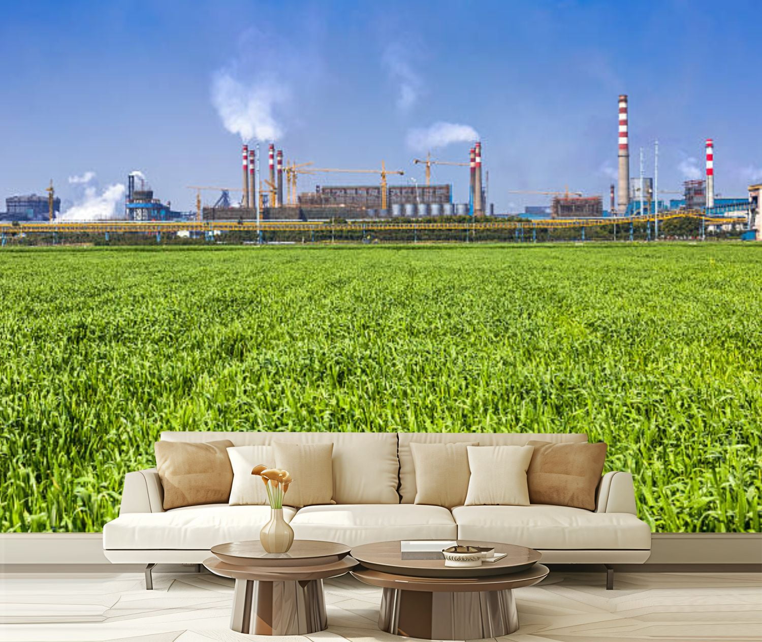Peel and Stick Wallpaper Canvas industrial zone refinerys pictures ...