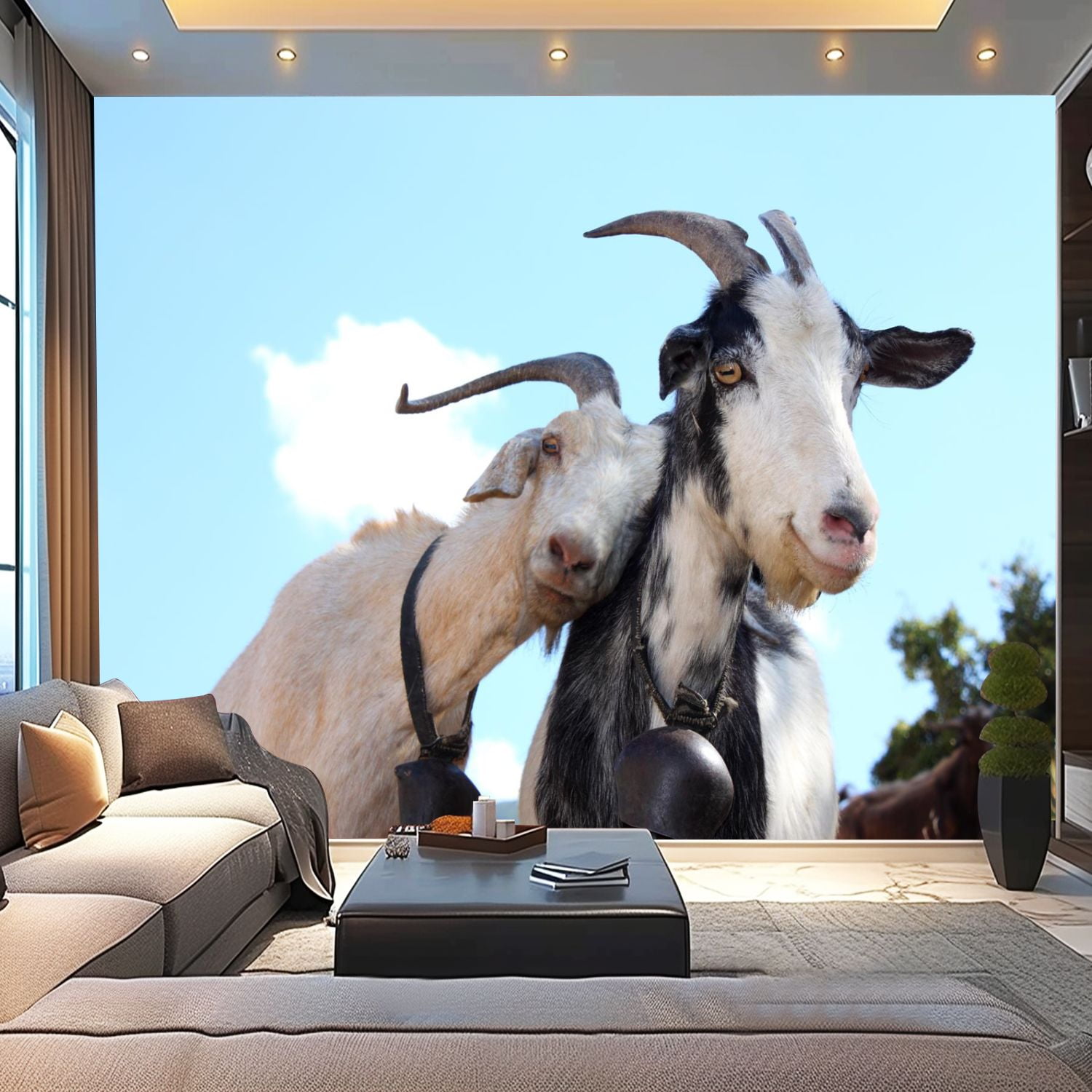 Peel and Stick Wallpaper Canvas love goats animal farm pictures royalty ...