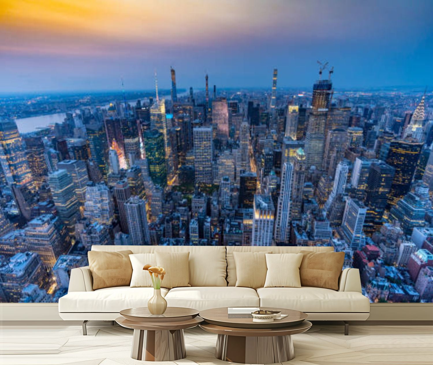 Peel and Stick Wallpaper Canvas midtown sunset view from Modern Art Wall Mural Decor Self ...