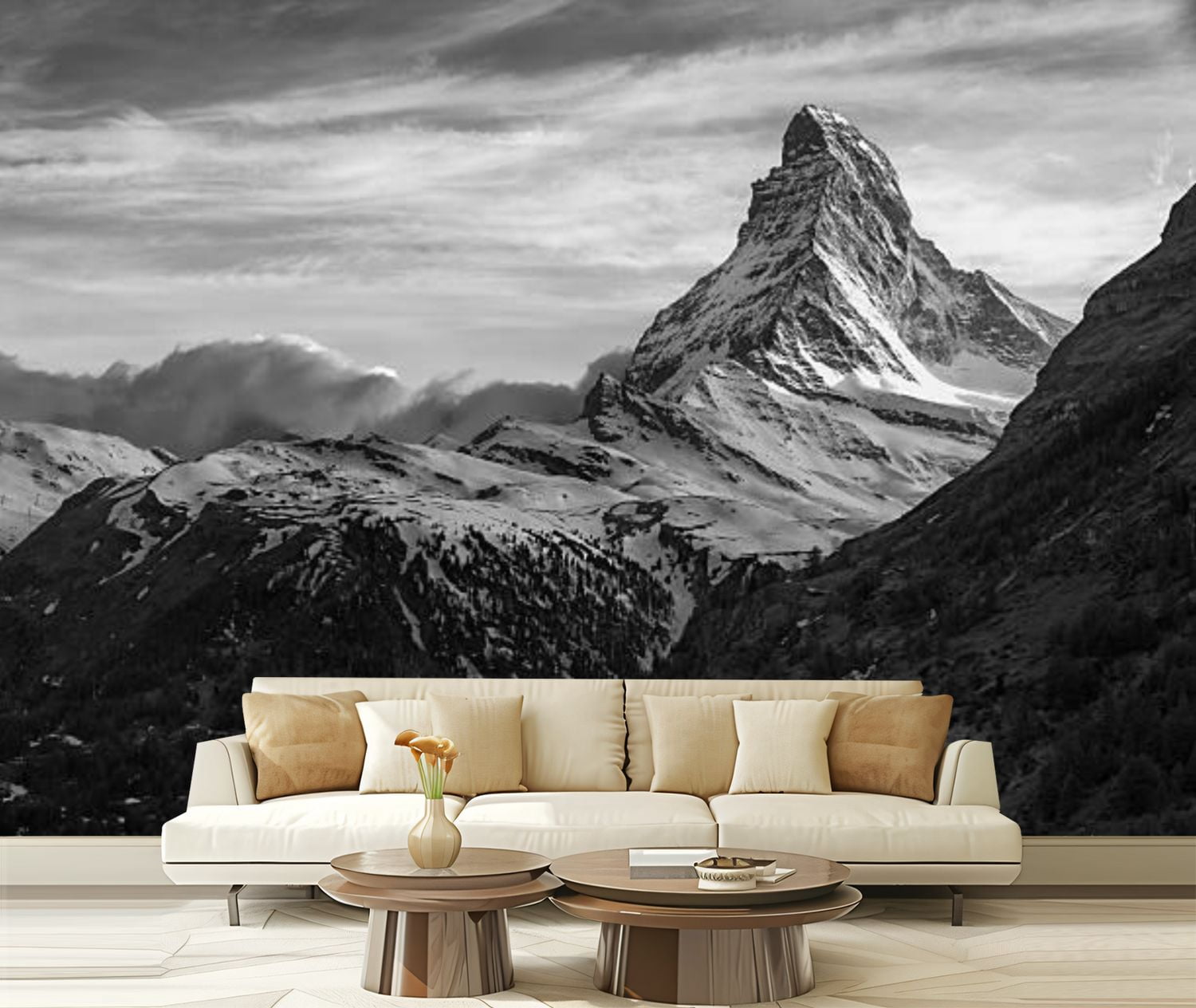 Peel and Stick Wallpaper Canvas mountain matterhorn city pictures ...