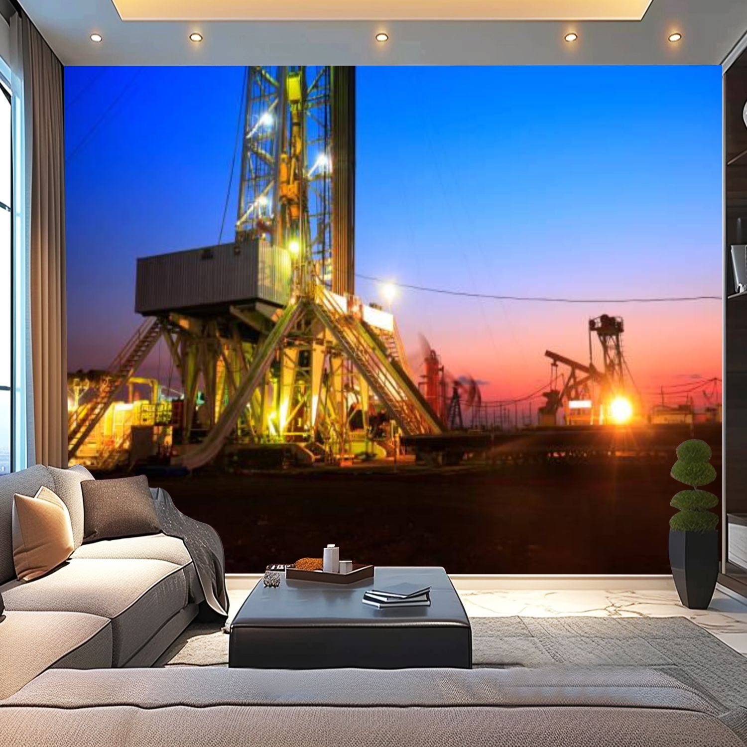 Peel and Stick Wallpaper Canvas oilfield derrick s pictures Modern Art ...